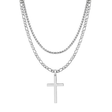 Silver Cross Necklace for Men, 925 Sterling Silver Cross Pendant ...