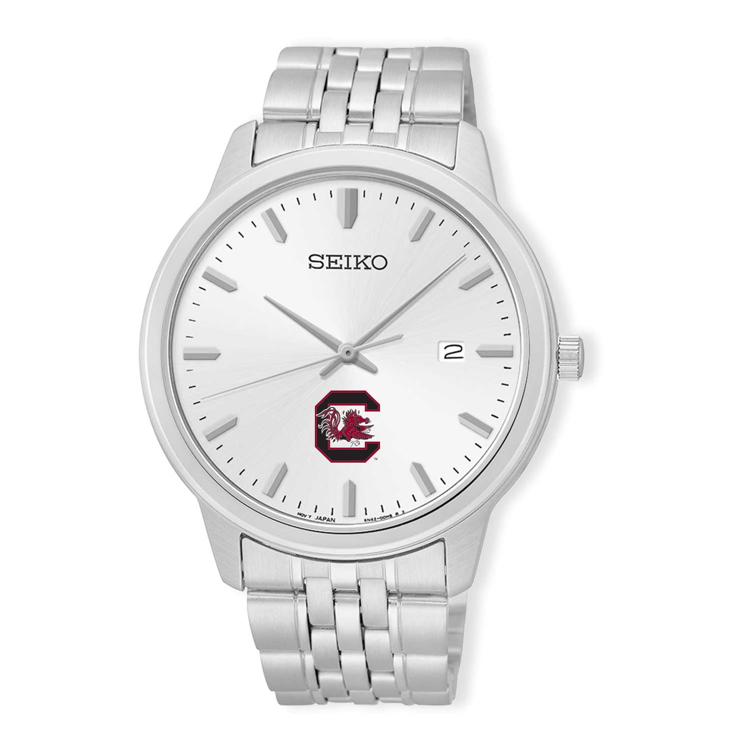 Men's Silver South Carolina Gamecocks Analog Quartz Stainless Steel ...