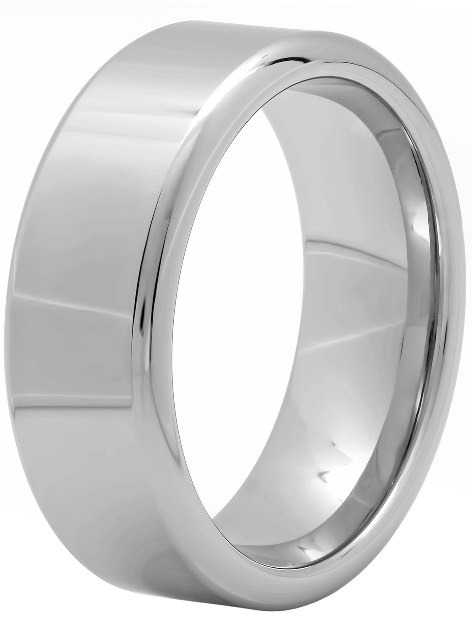 Men's Silver-Tone Tungsten 8MM High Polish Wedding Band - Mens Ring ...