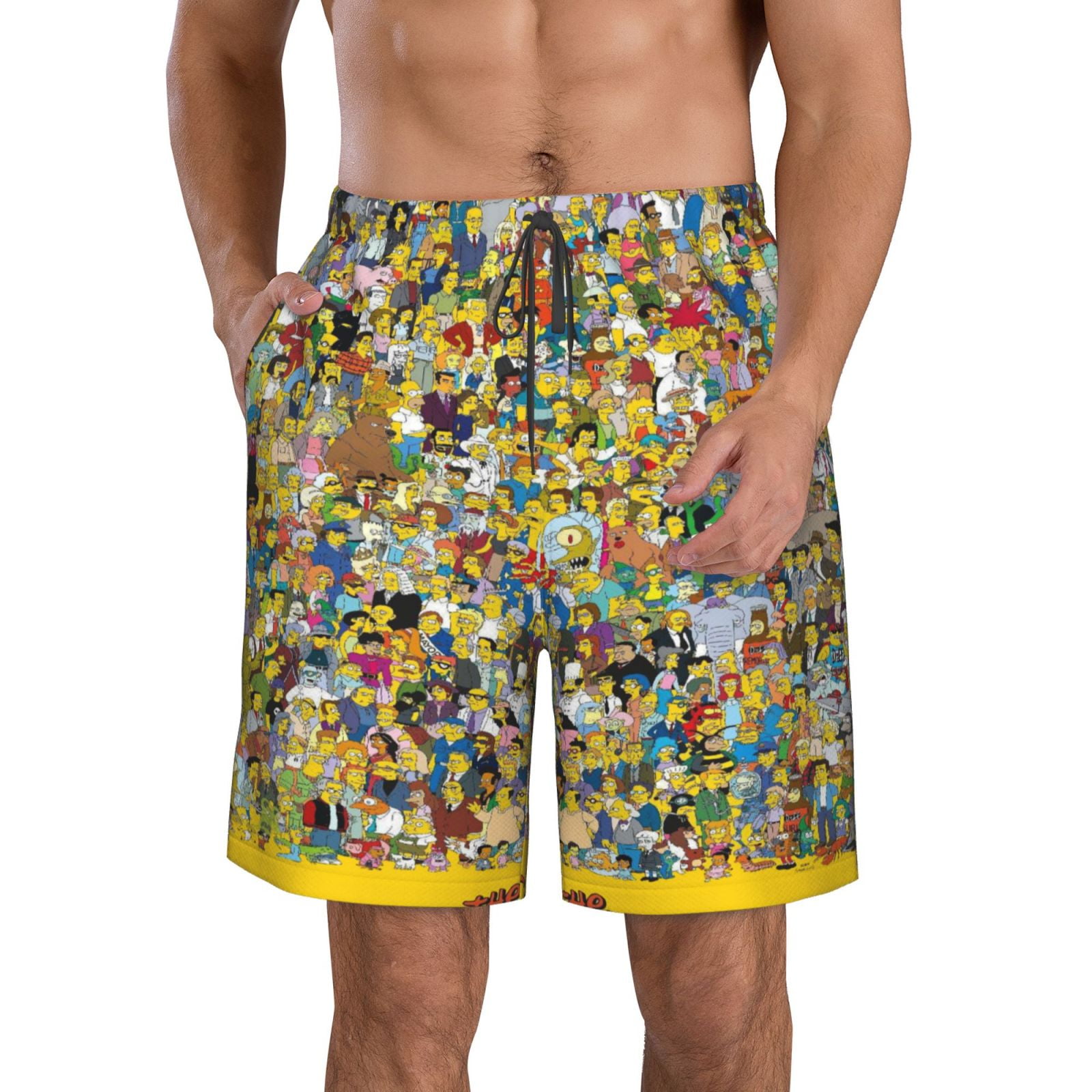 Men's Simpsons Beach Shorts Hot Summer Swim Trunks Sports Running ...