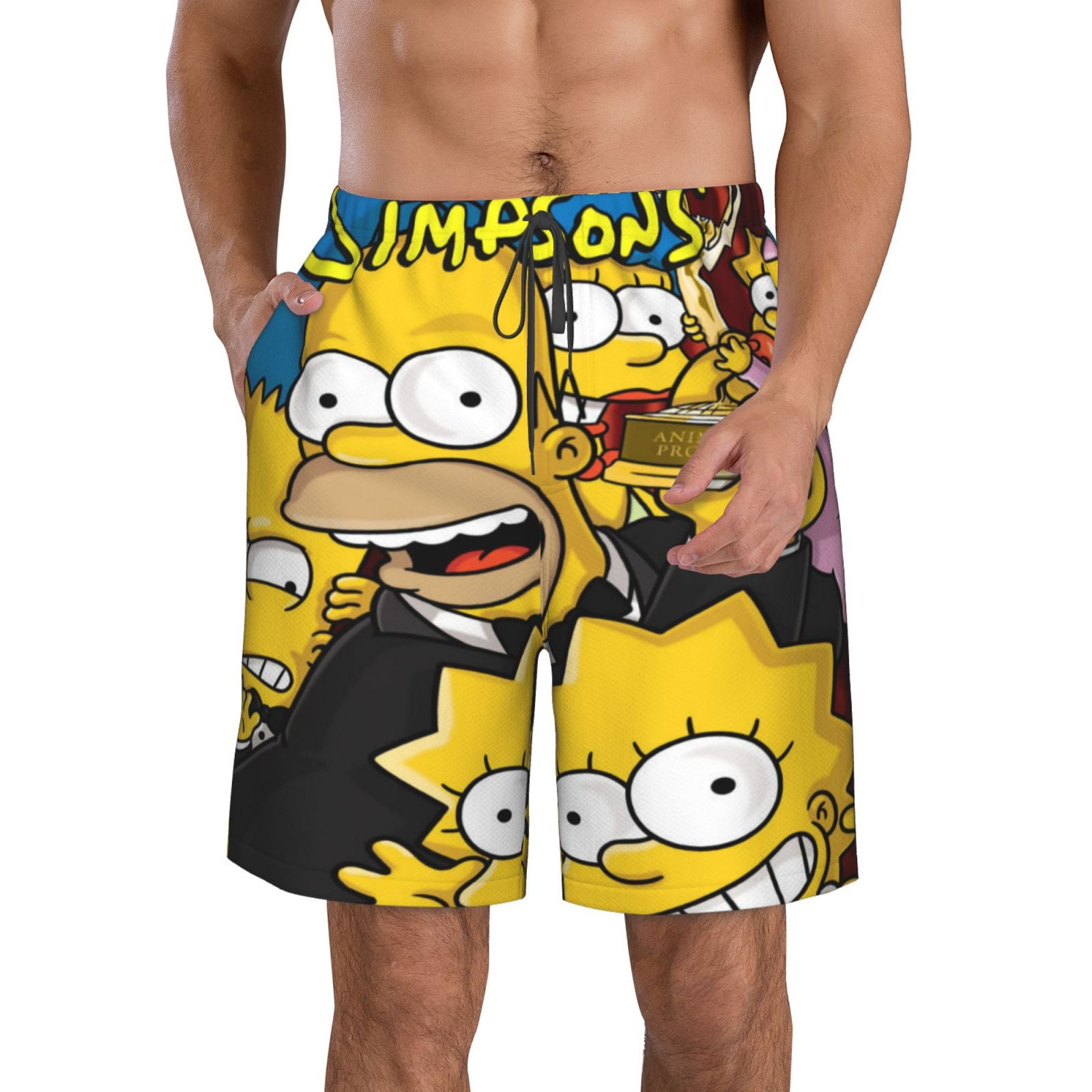 Men's Simpsons Beach Shorts Hot Summer Swim Trunks Sports Running ...