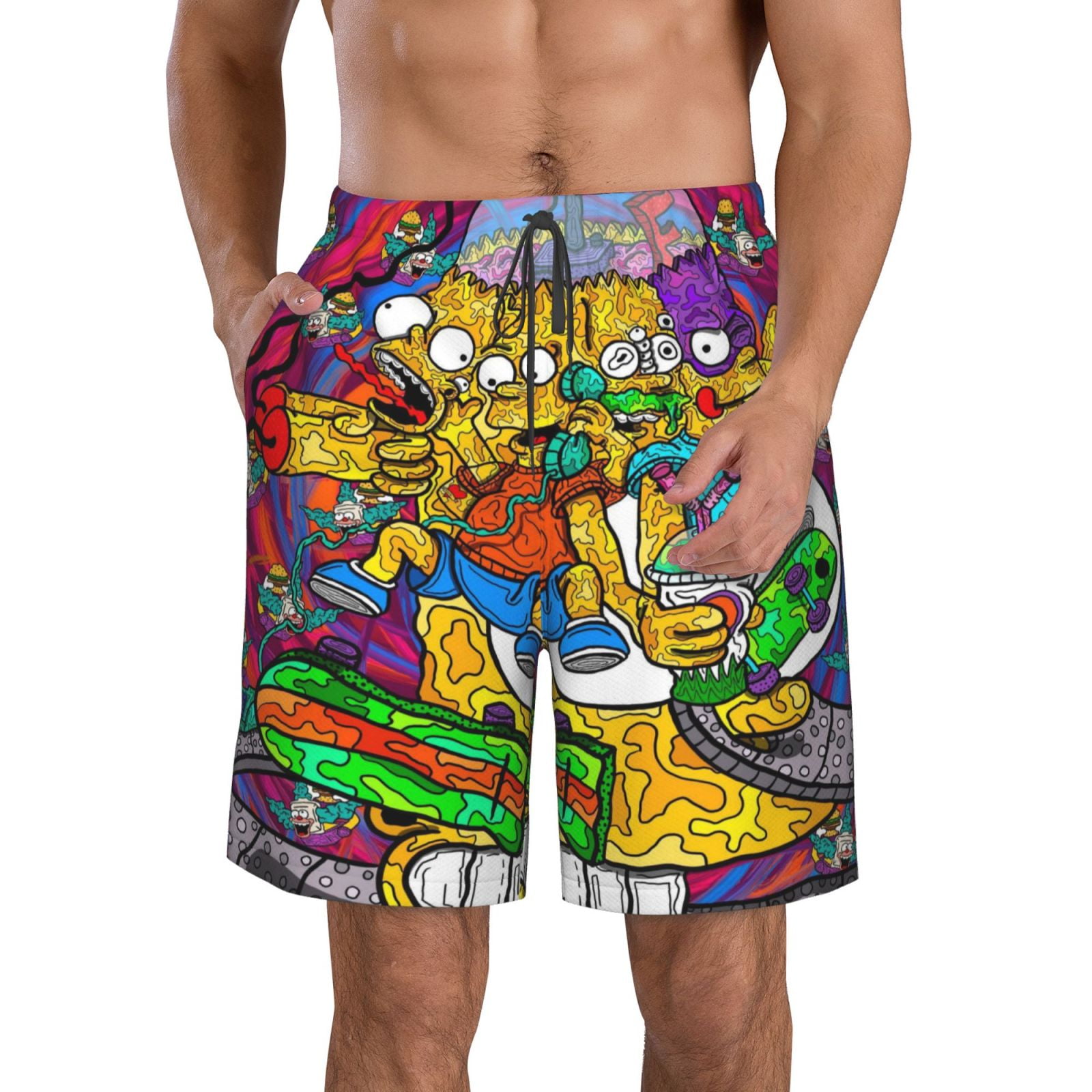 Men's Simpsons Beach Shorts Hot Summer Swim Trunks Sports Running ...