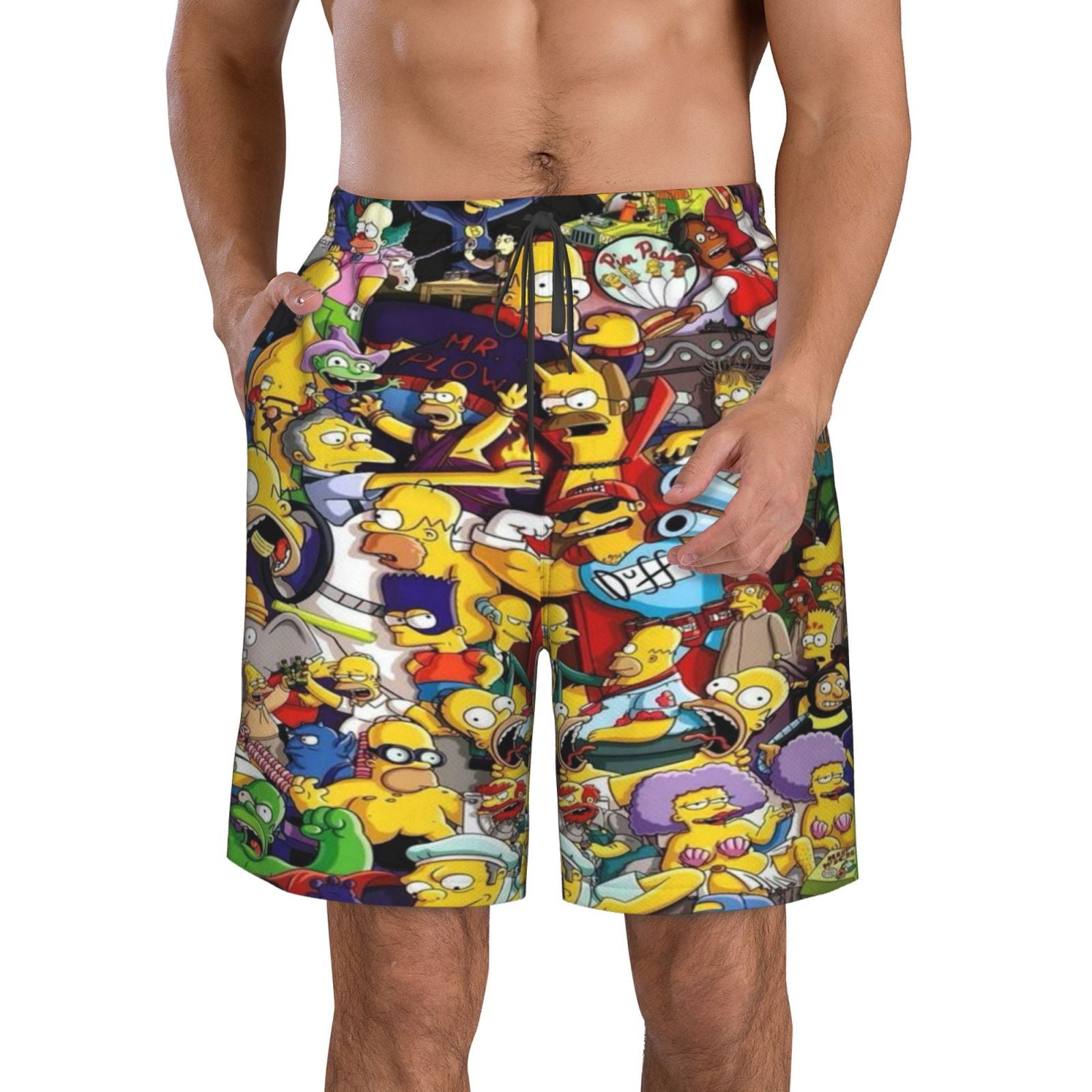 Men's Simpsons Beach Shorts Hot Summer Swim Trunks Sports Running ...