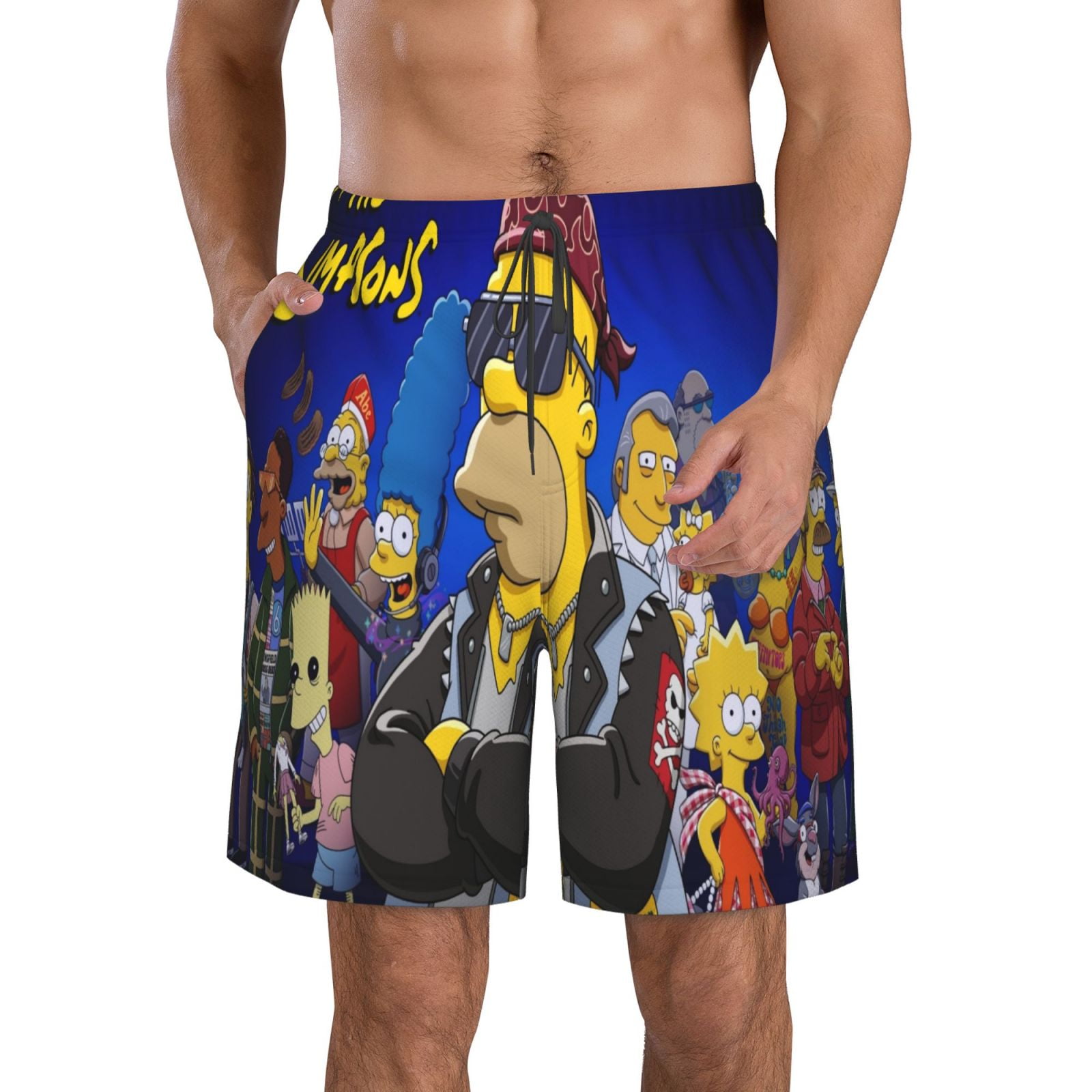 Men's Simpsons Beach Shorts Hot Summer Swim Trunks Sports Running ...