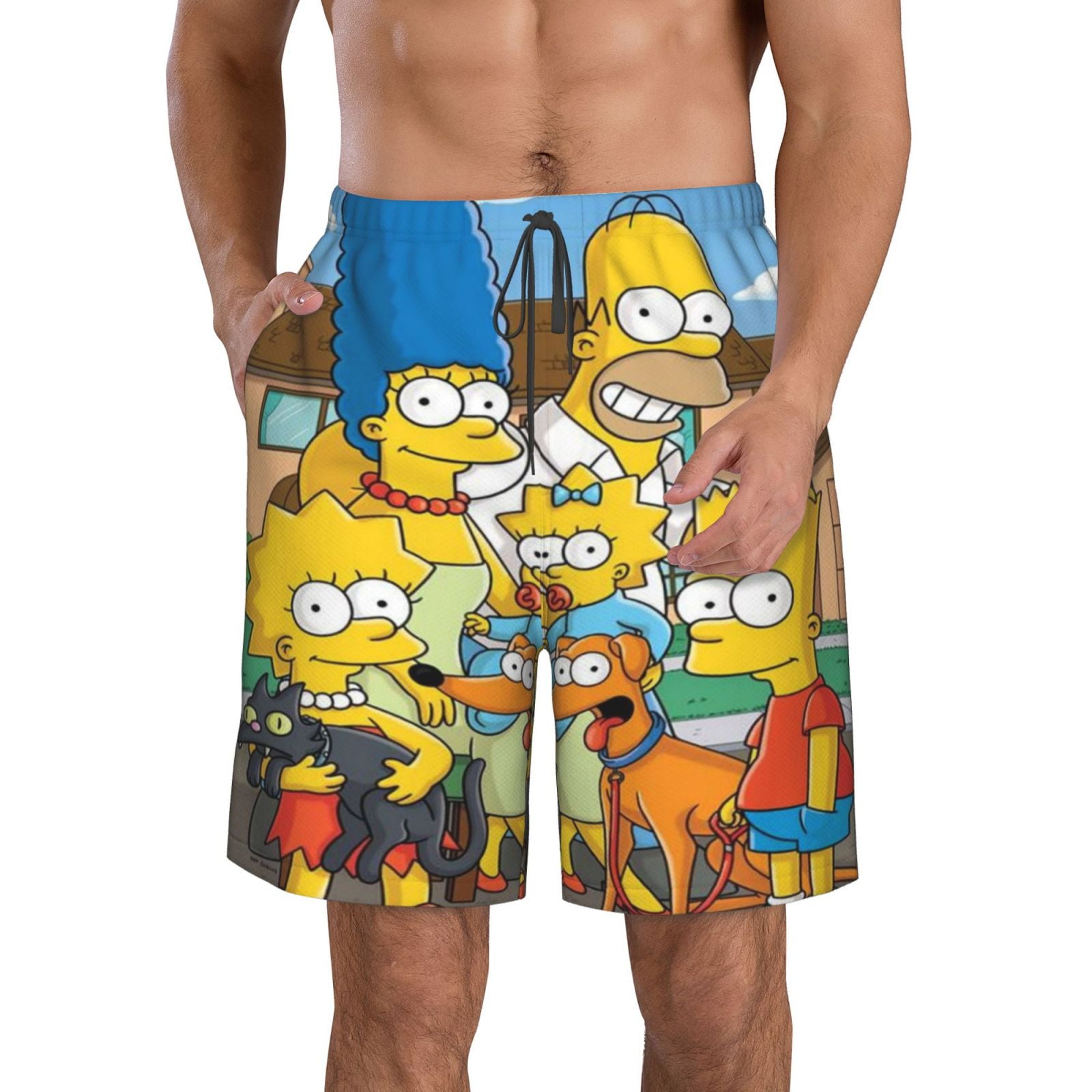 Men's Simpsons Beach Shorts Hot Summer Swim Trunks Sports Running ...