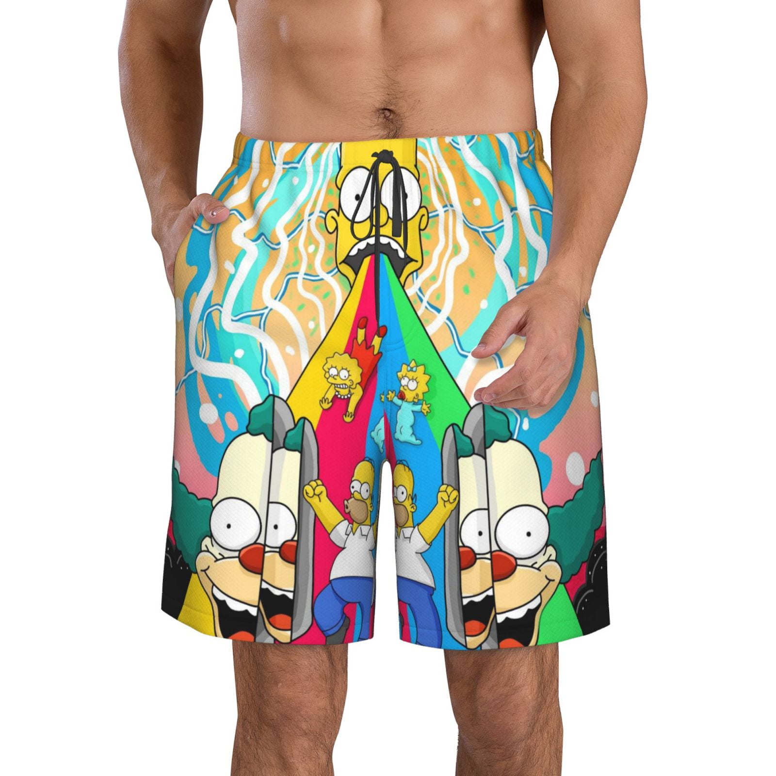 Men's Simpsons Beach Shorts Hot Summer Swim Trunks Sports Running ...
