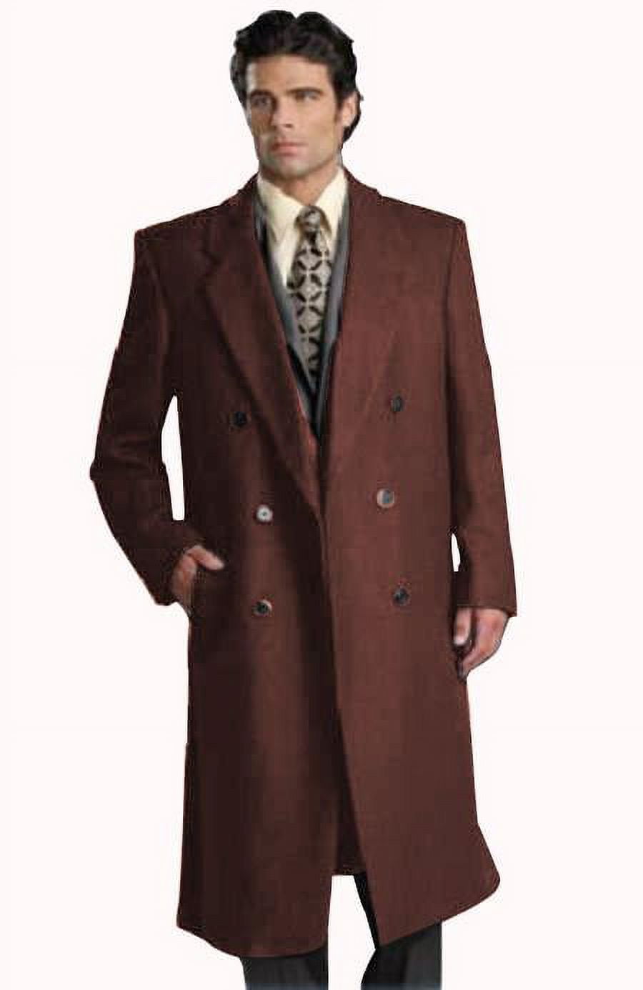 Men's Six Button Dark Brown Fully Lined Long Coat - Walmart.com