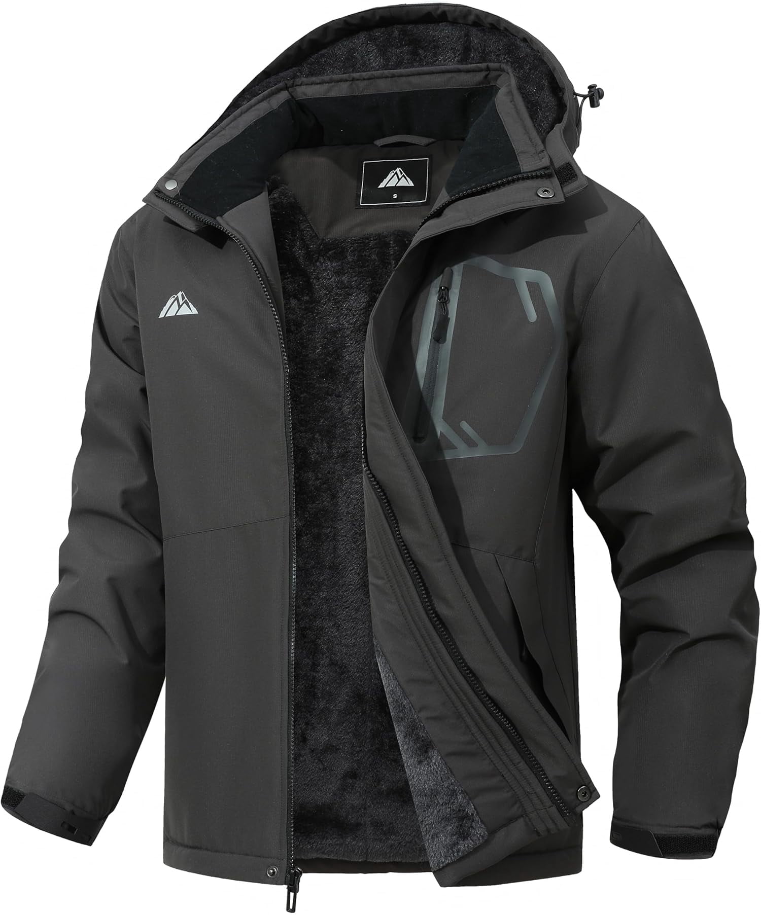 Men's Ski Jacket -- Padded Warm Lined Winter Jacket, Detachable-Hood ...