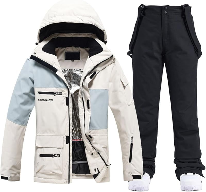 Men's Ski Jackets and Pants Set Waterproof Windproof Snowsuit Winter ...