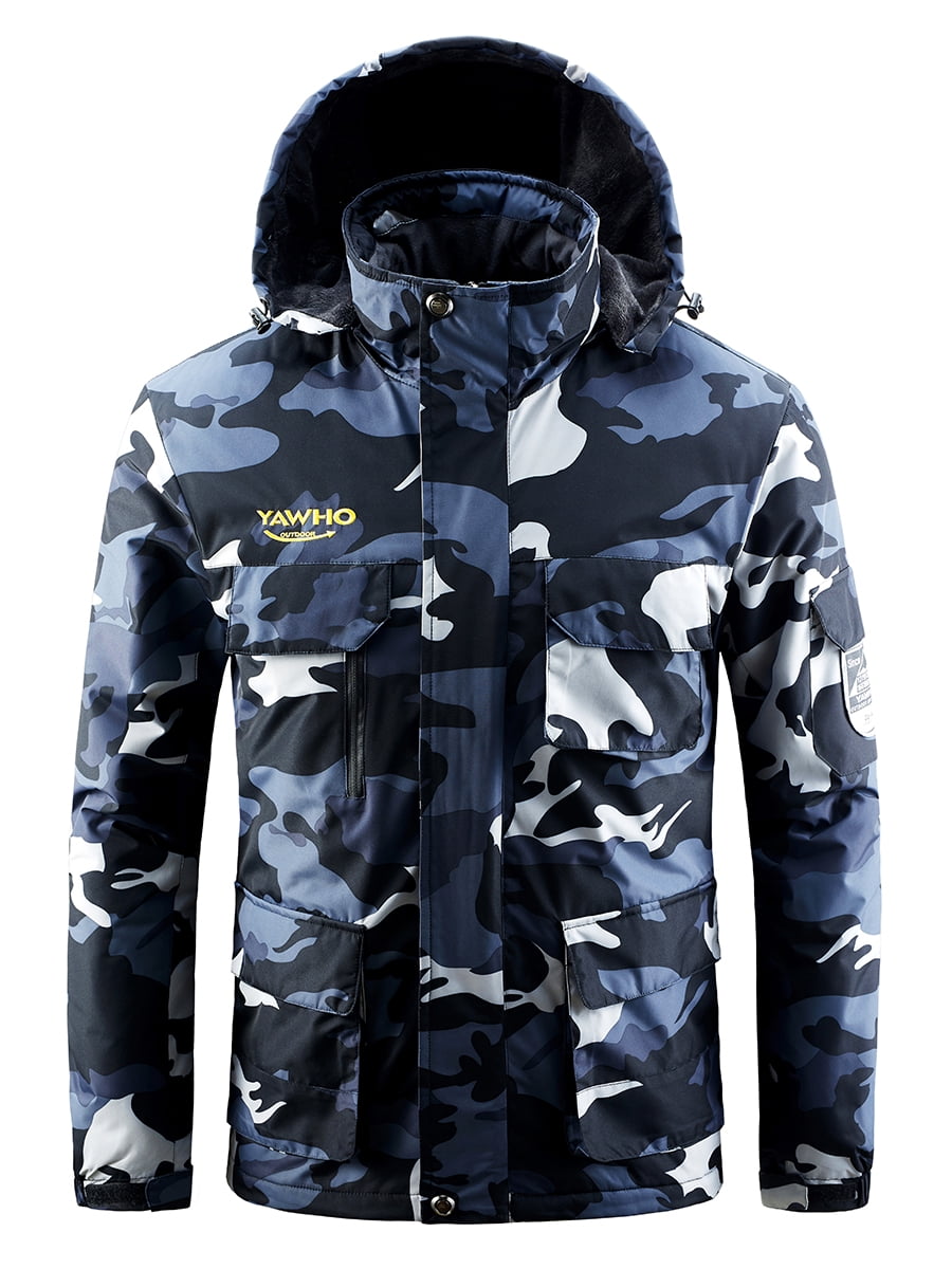 YAWHO Men's Ski Winter Jacket, Windproof Waterproof Snowboarding Coat ...