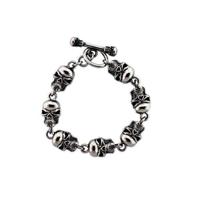 Men's Skull Toggle Stainless Steel Bracelet, 8-1/2" - Walmart.com