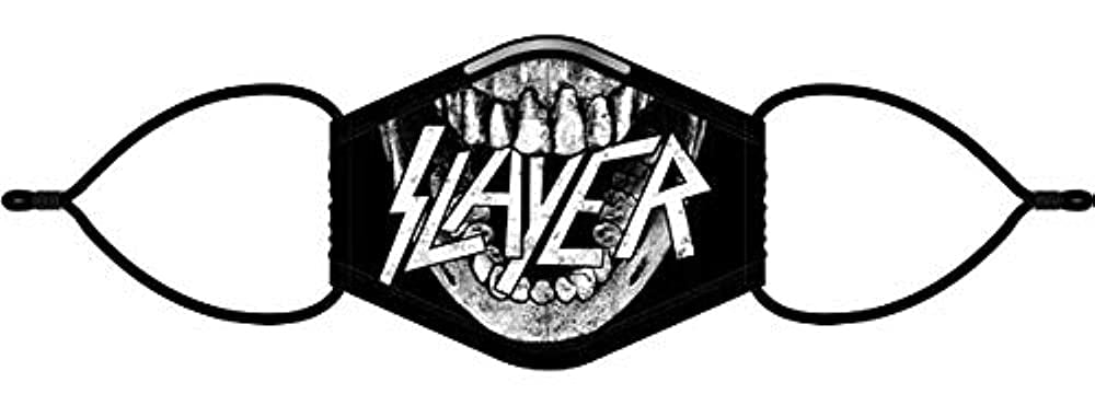 Men's Slayer Vintage Distressed Logo Within Skull's Mouth Face Mask ...