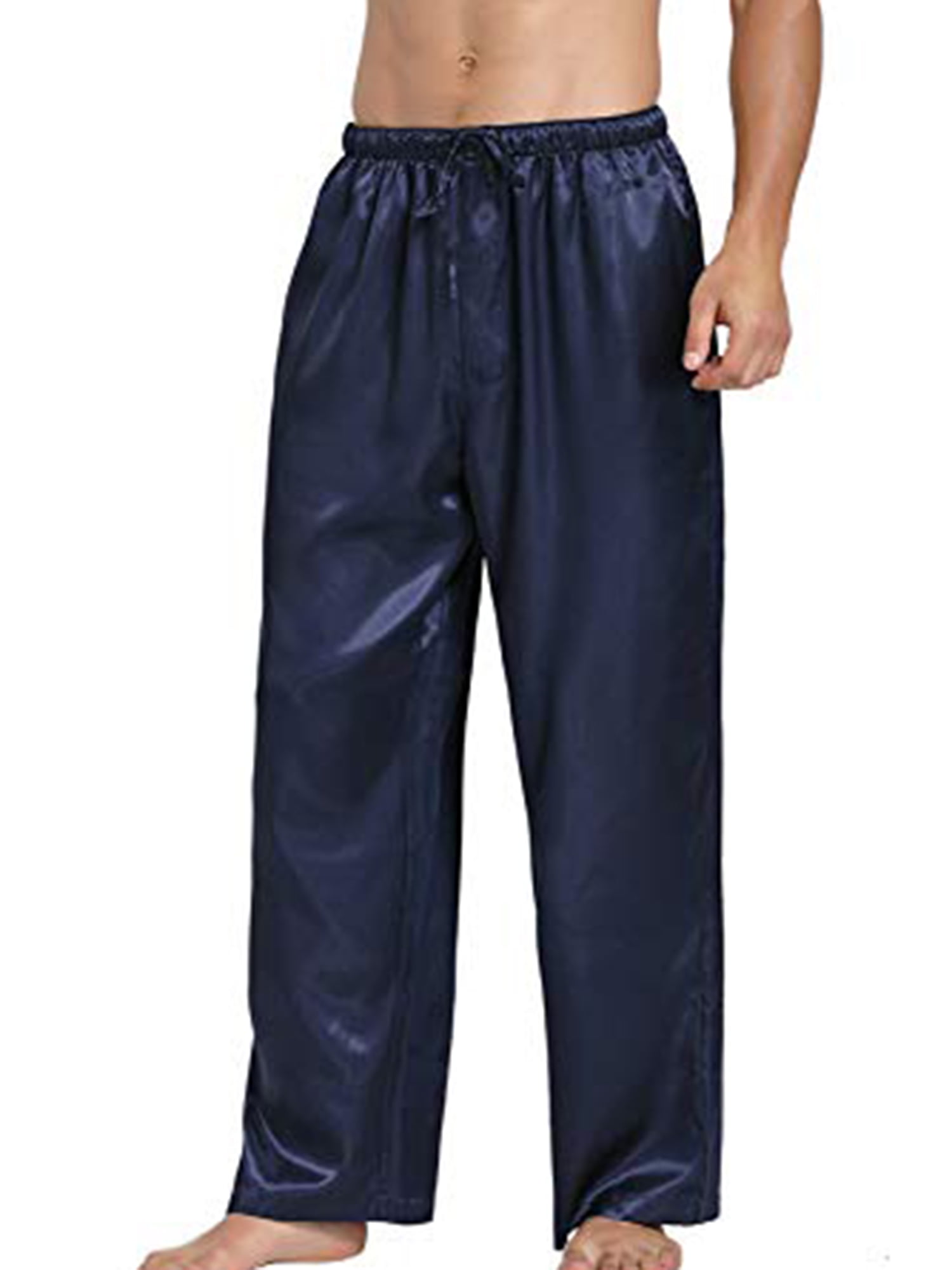 Men's Sleep Pajama Pants Comfy Lounge Pants Soft Silk Satin Pajama Long ...