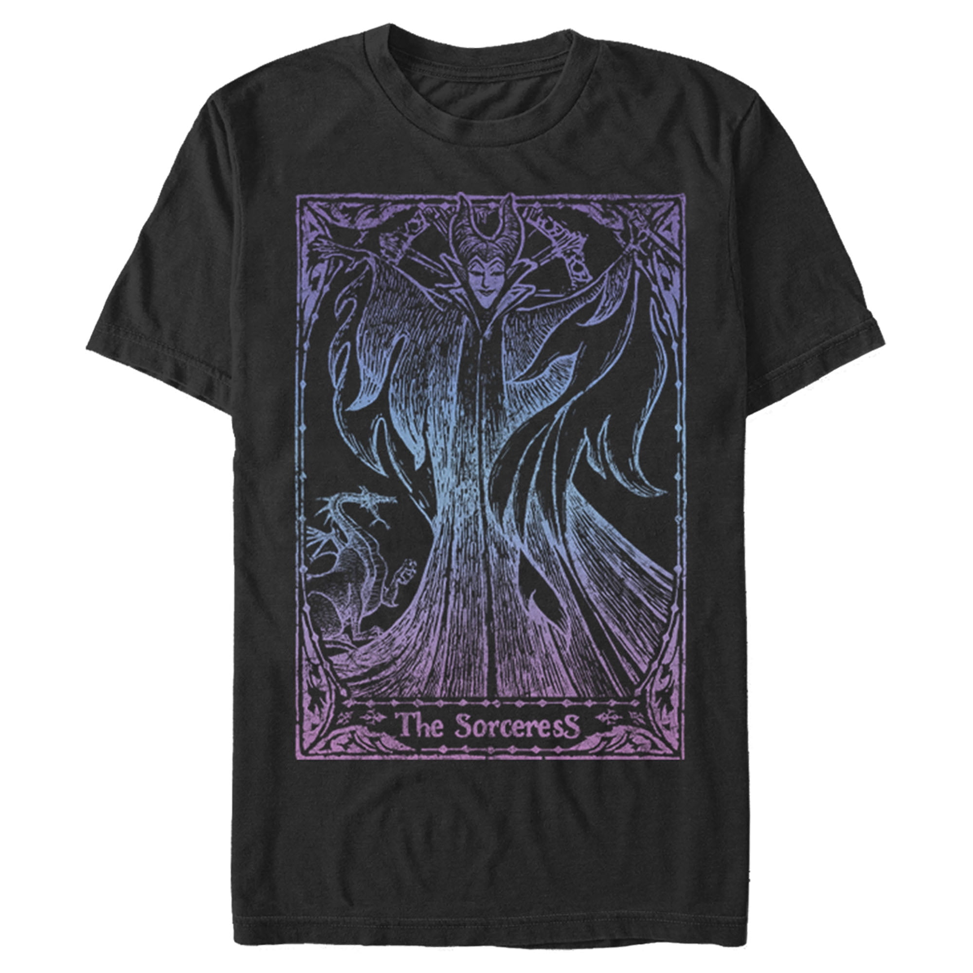 Men's Sleeping Beauty Maleficent Sorceress Card Graphic Tee Black Large ...