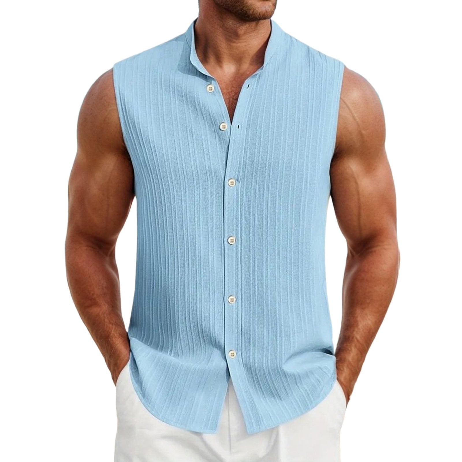 Men's Sleeveless Shirt Lightweight Breathable Summer Casual Beach Wear ...