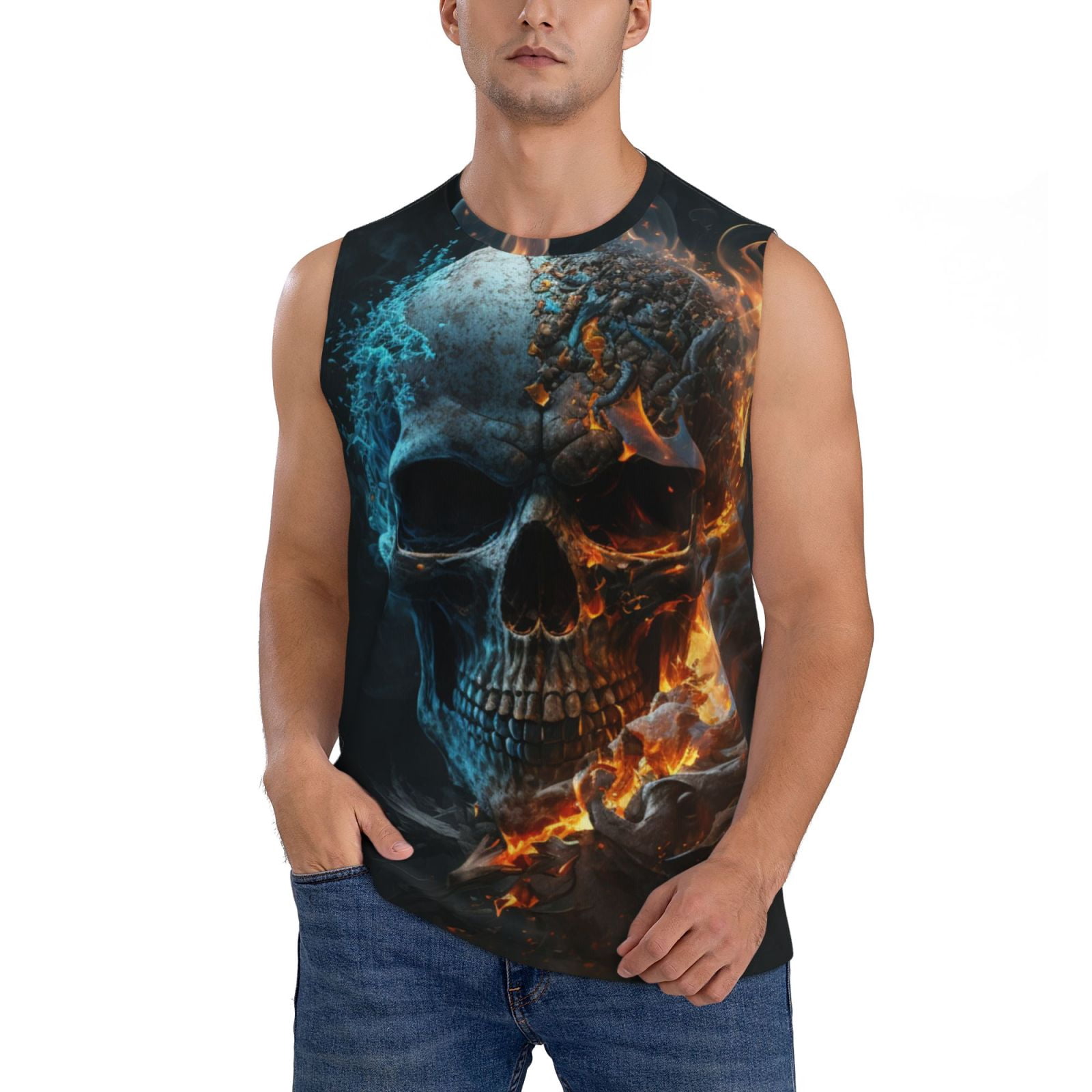 Men's Sleeveless T-Shirt Athletic Tank Top Gym Workout Muscle Tee ...