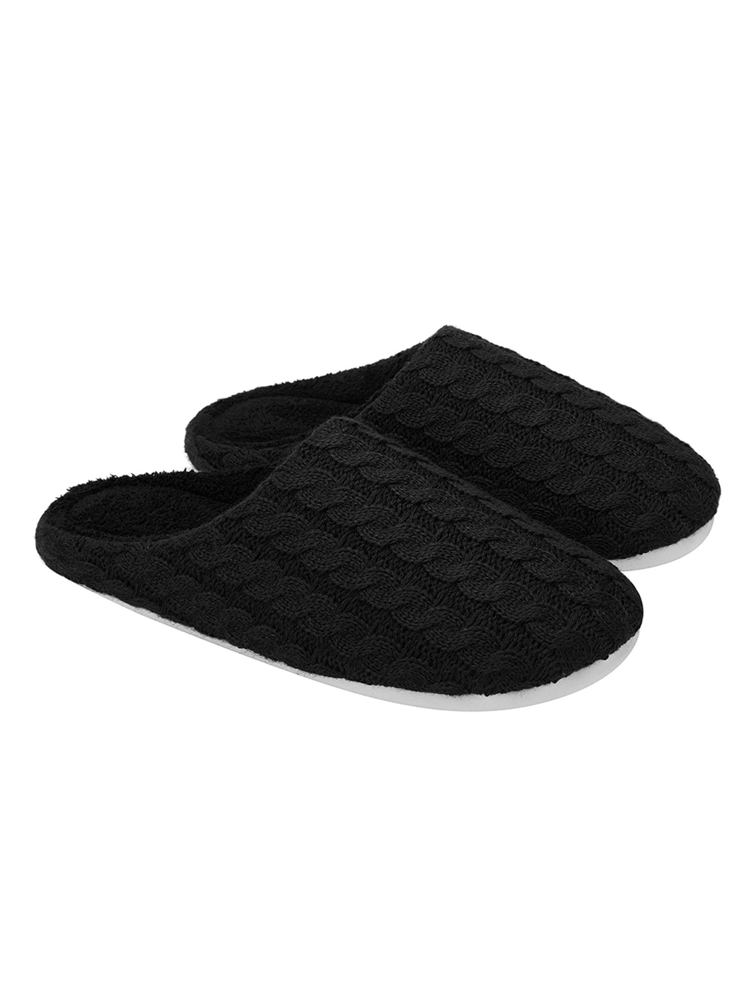Men's Slide Slippers with Cozy Fuzzy, Slips On Fall Winter House Shoes ...