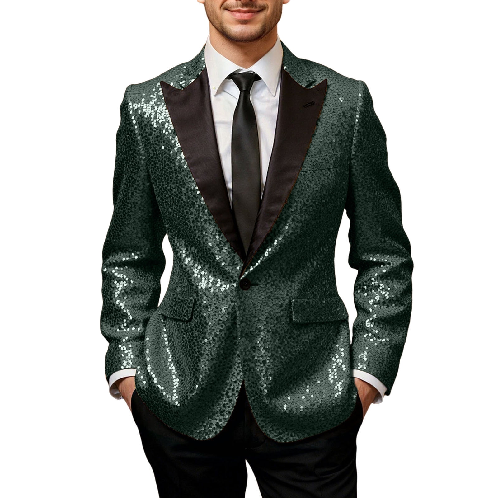 Men's Slim Fit Sequins Blazer, Shiny One Button Tuxedo Jacket for ...