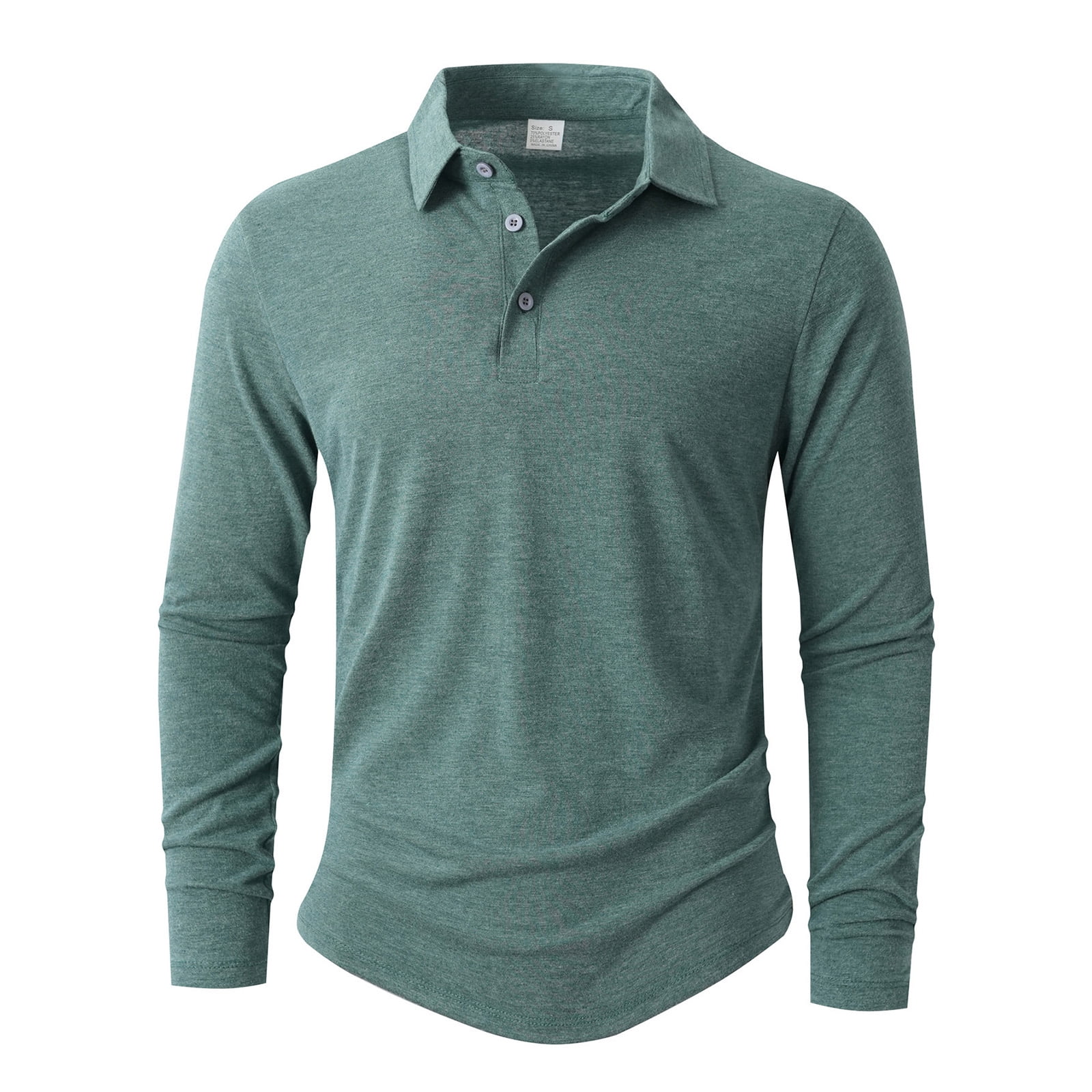 Men's Slim Fit Solid Color Button Lapel Long Sleeve Top, Casual Fashion ...