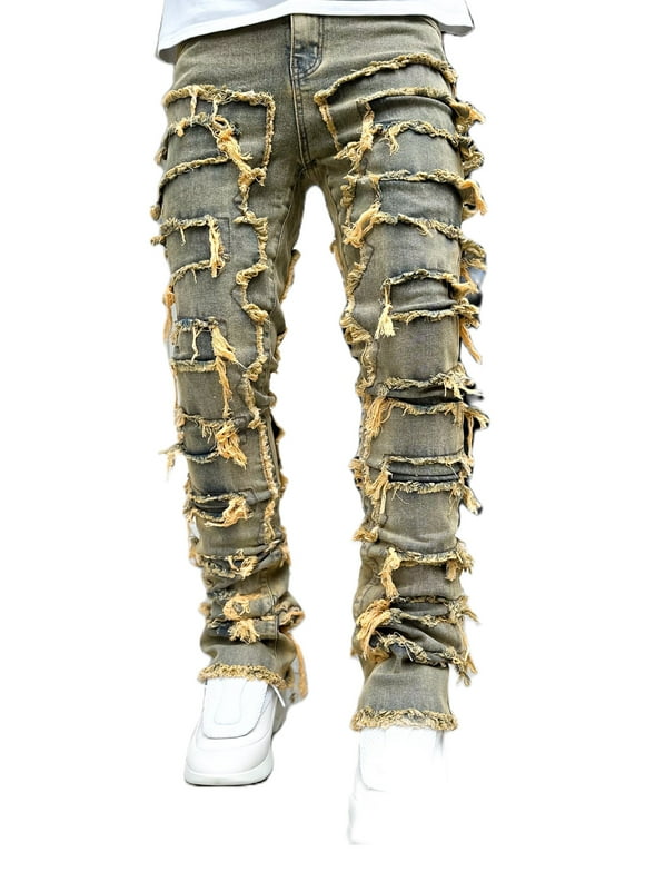 Stacked Denim Jeans Mens