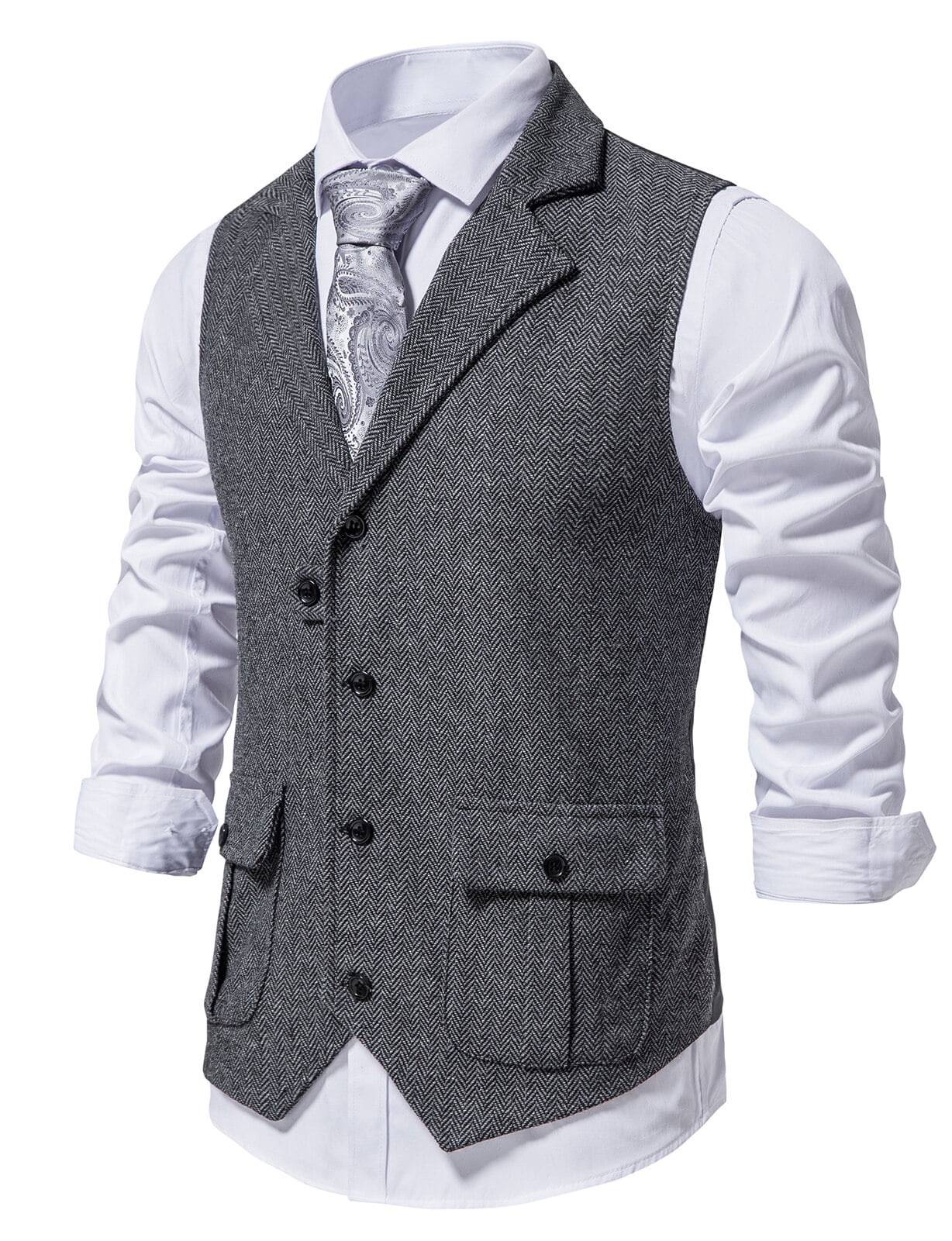 Men's Slim Fit Suits Vest Herringbone Tweed Vest Formal Vest Dress ...