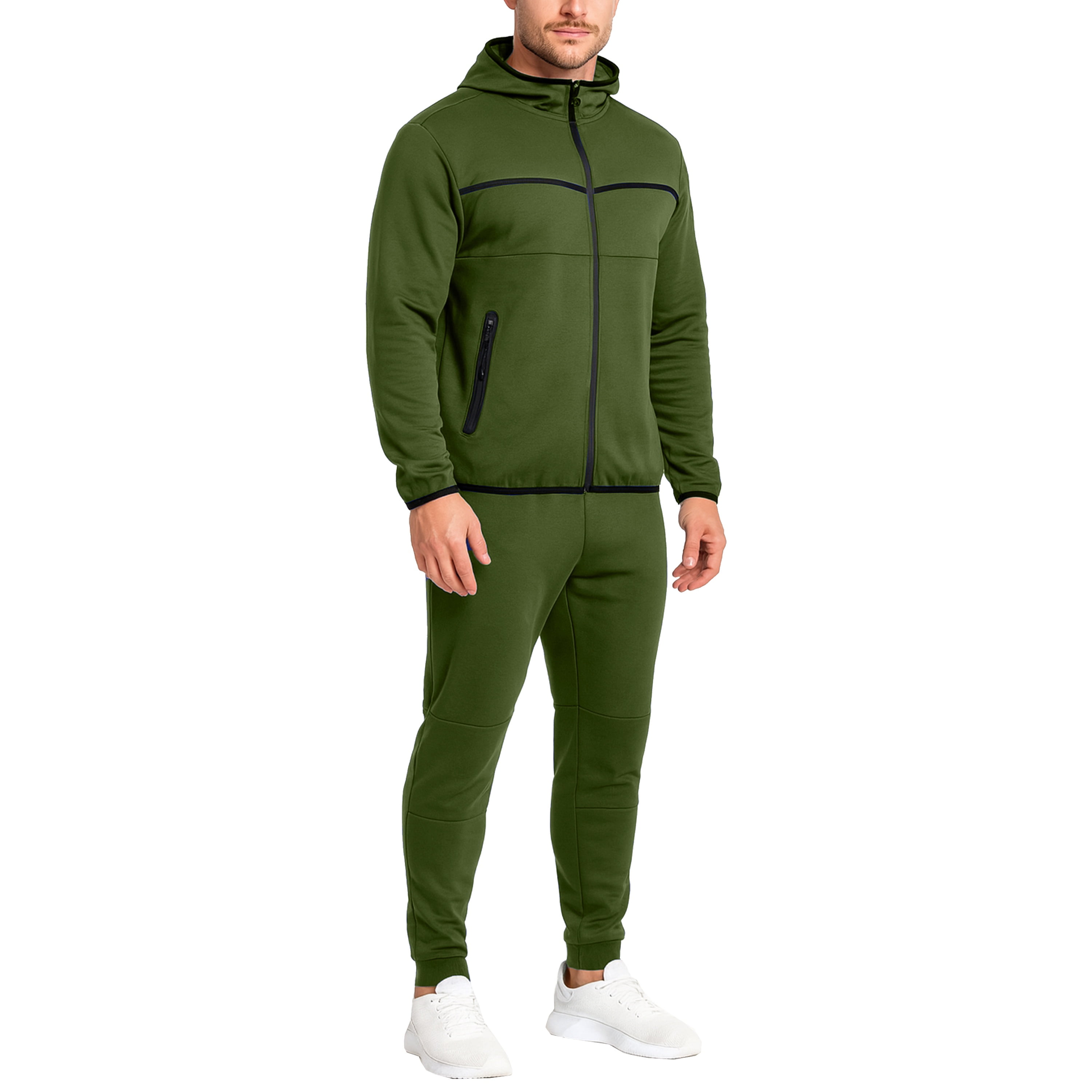 Men's Slim Fit Tech Fleece Full Zip Tracksuits 2 Piece Sets| Hoodie ...