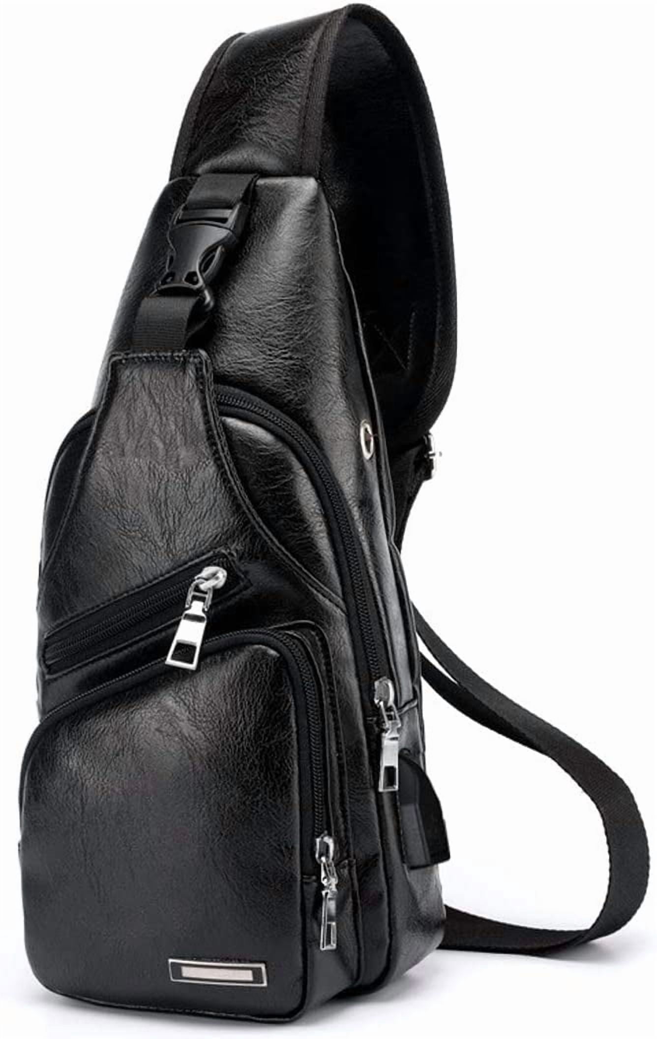Men's Sling Bag, Business Leather Shoulder Backpacks Campus Travel ...