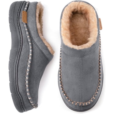 RockDove Men's Warm Moccasin Slippers with Sherpa Lining, Memory Foam ...