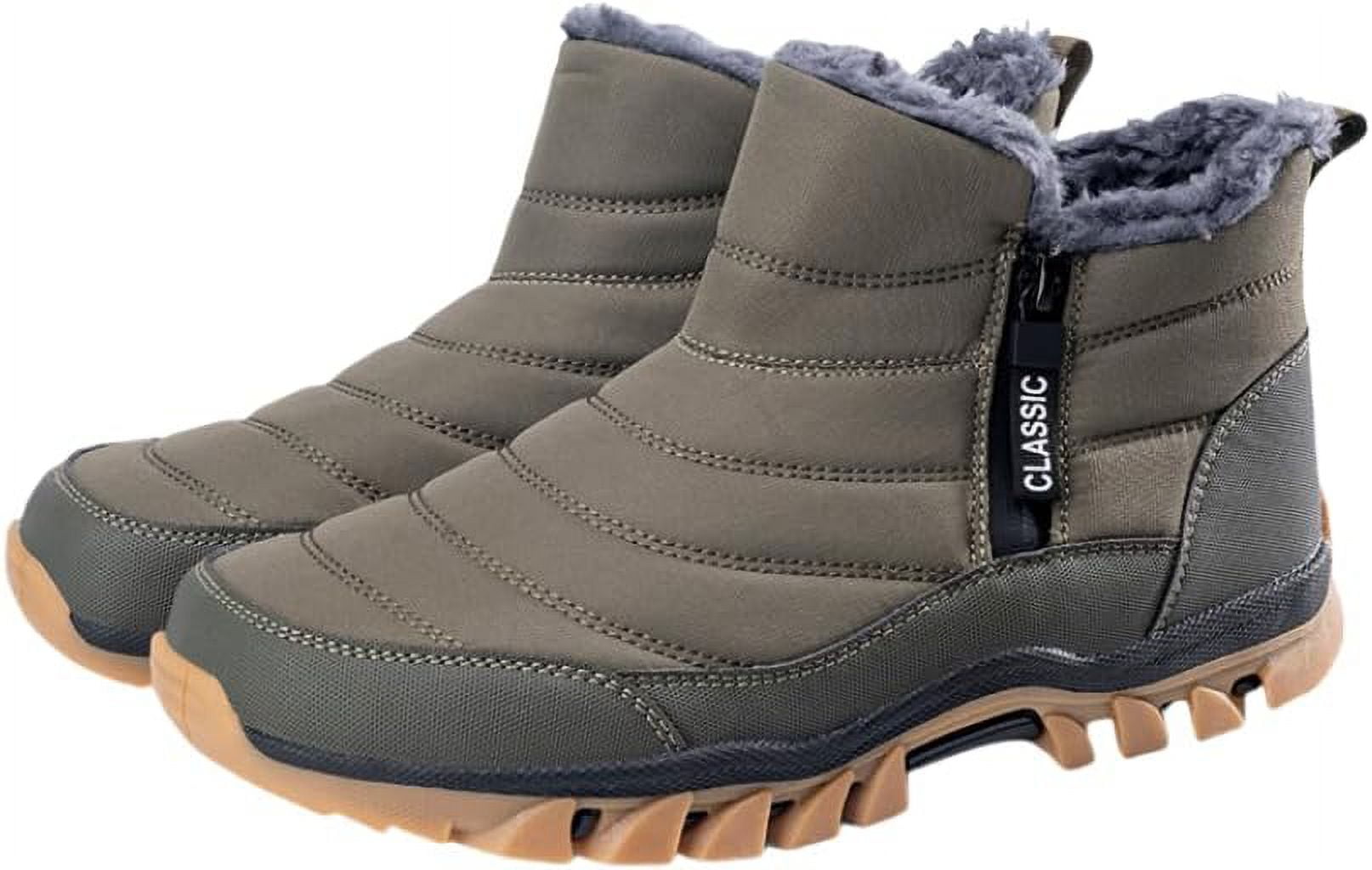 Men's Slip On Snow Boots with Warm Plush Lining, Comfy Non Slip Durable ...