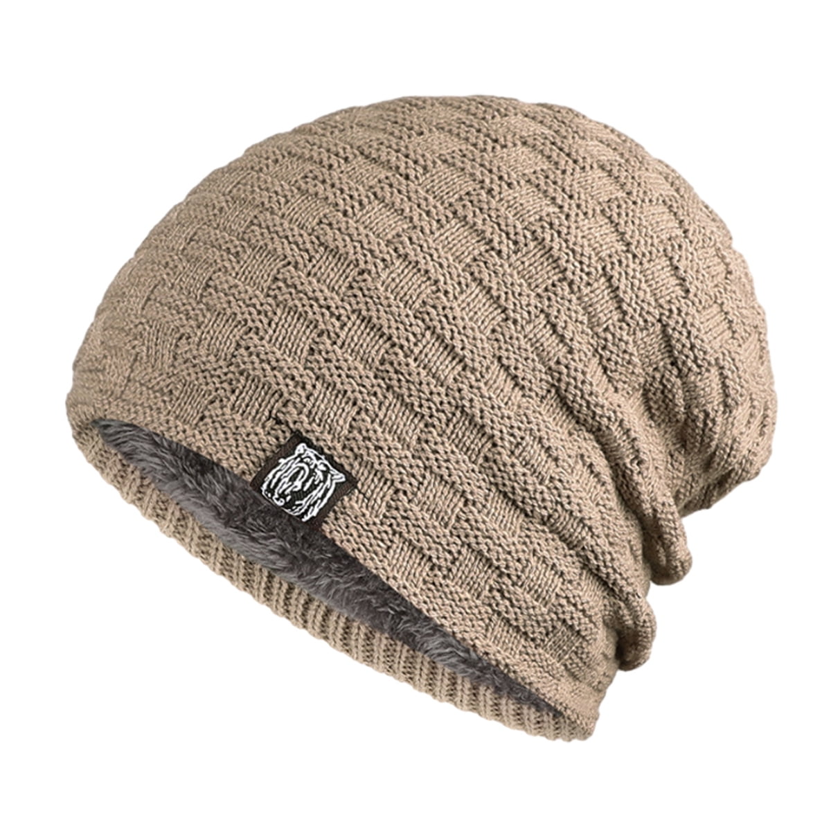 Men's Slouchy Beanie Knit Crochet Rasta Cap for Summer Winter - khaki ...