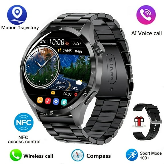 Men's Smart Watch 4 PRO NFC - 1.6" AMOLED HD Screen, Wireless Calls ...