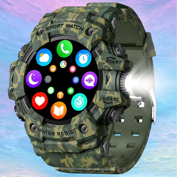 Men's Smart Watch, Make & Receive Calls, Flashlight & Compass, SOS, 130 ...