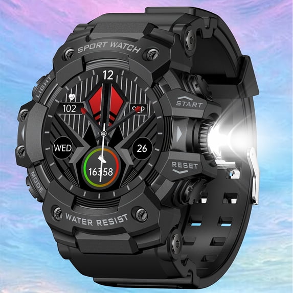 Men's Smart Watch, Make & Receive Calls, Flashlight & Compass, SOS, 130 ...