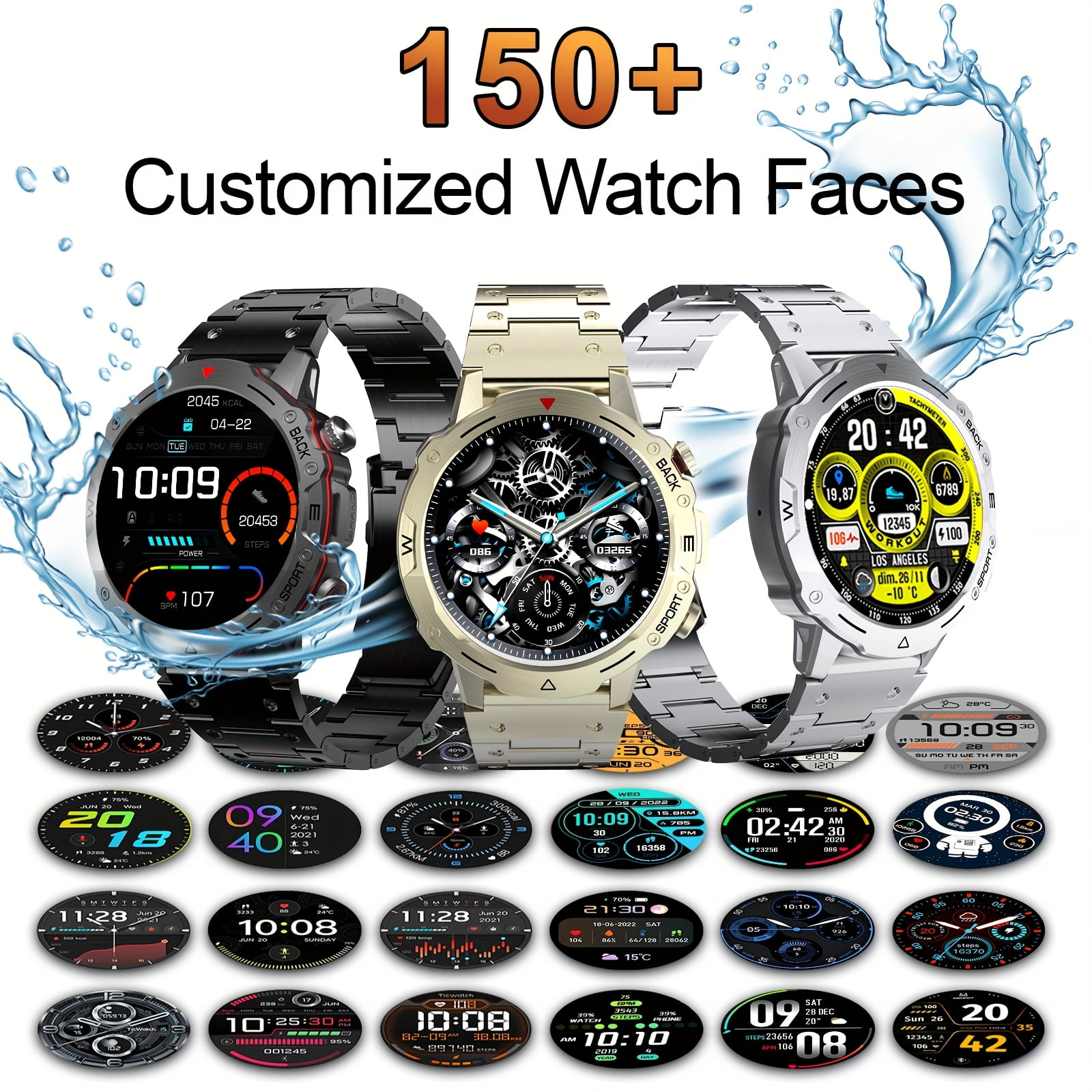 Men's Smartwatch, BT Call, Waterproof, Multi-Sports Modes, Fitness ...