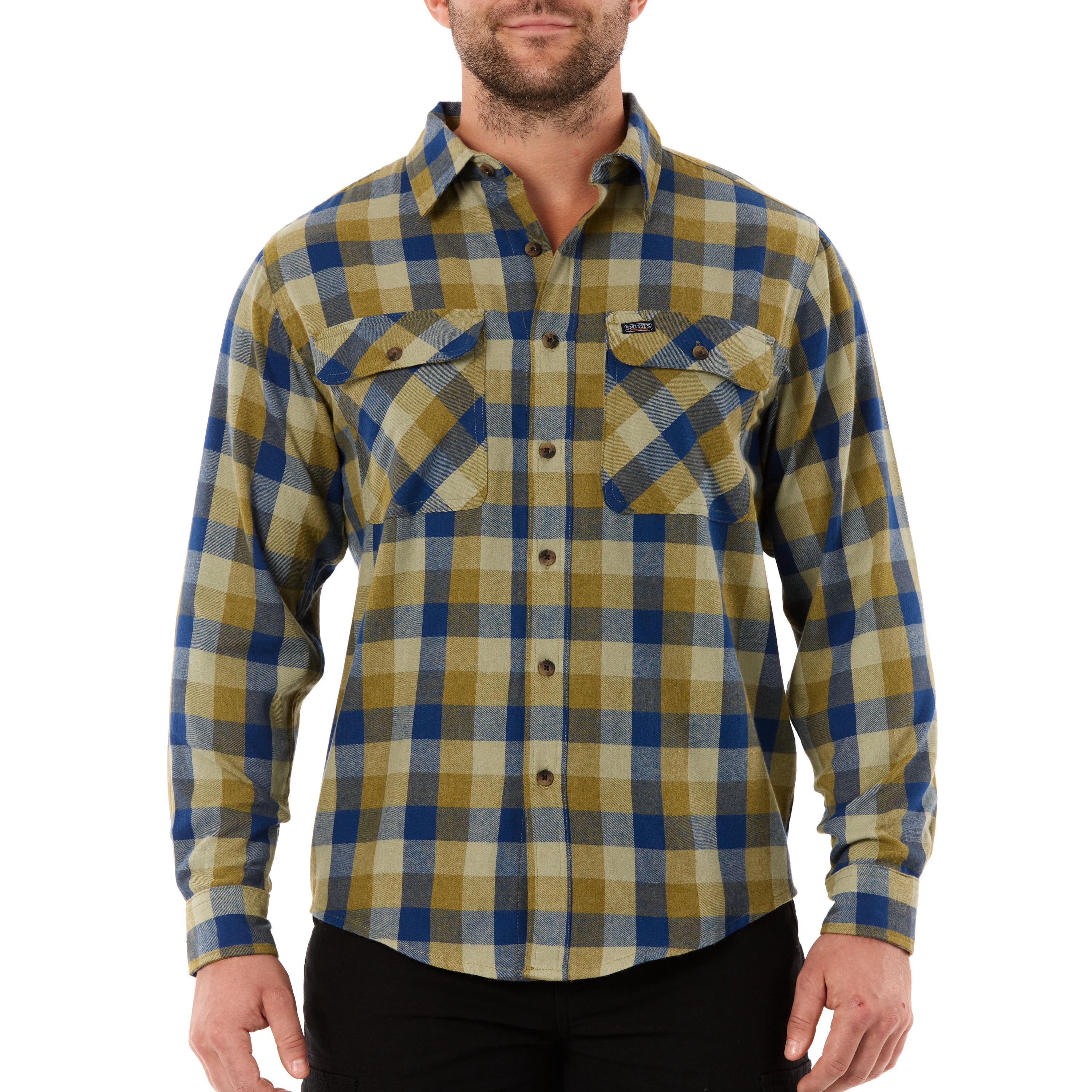 Men's Smith's Workwear Regular-Fit Buffalo Plaid Two-Pocket Flannel ...