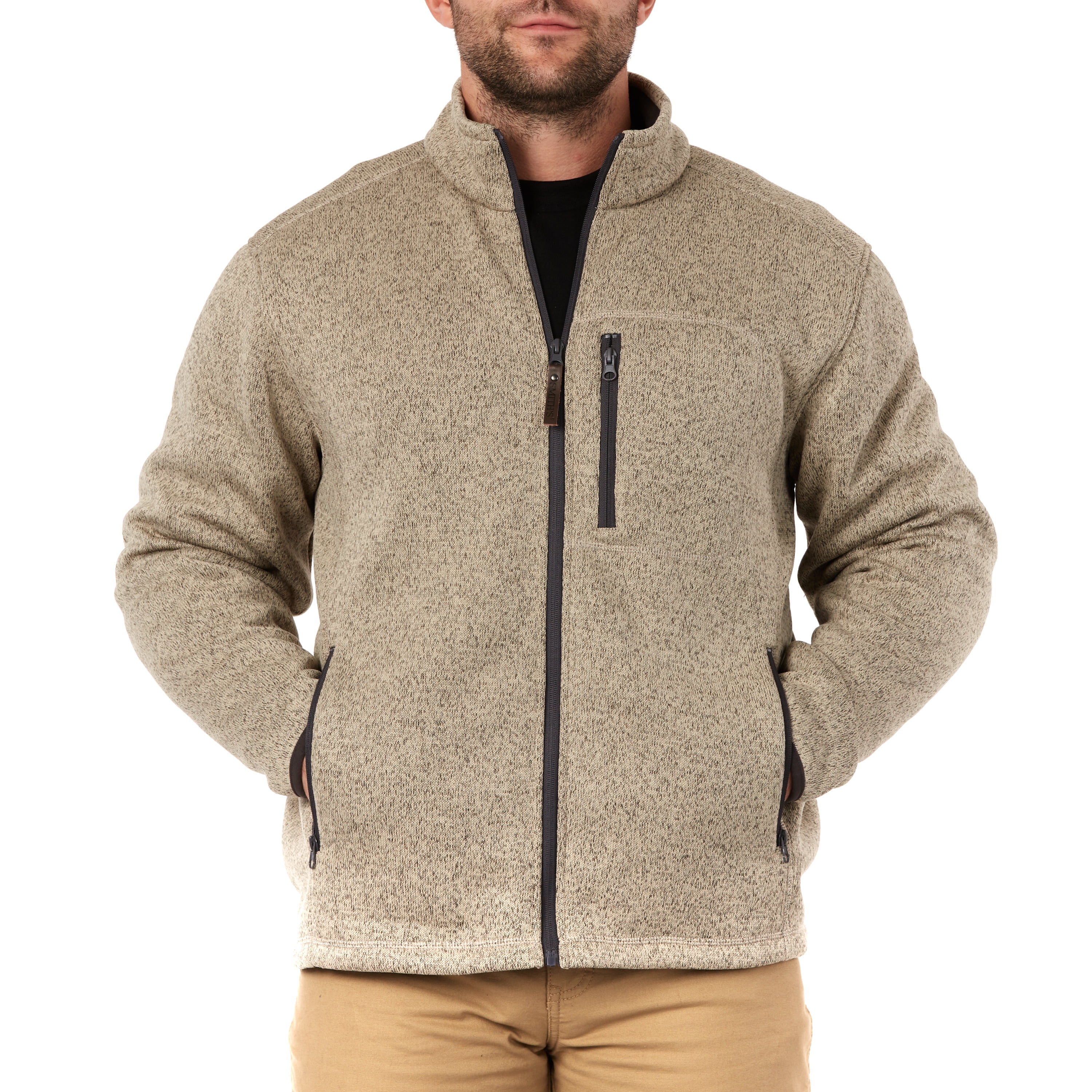 Men's Smith's Workwear Sherpa-Lined Sweater Fleece Jacket Color ...