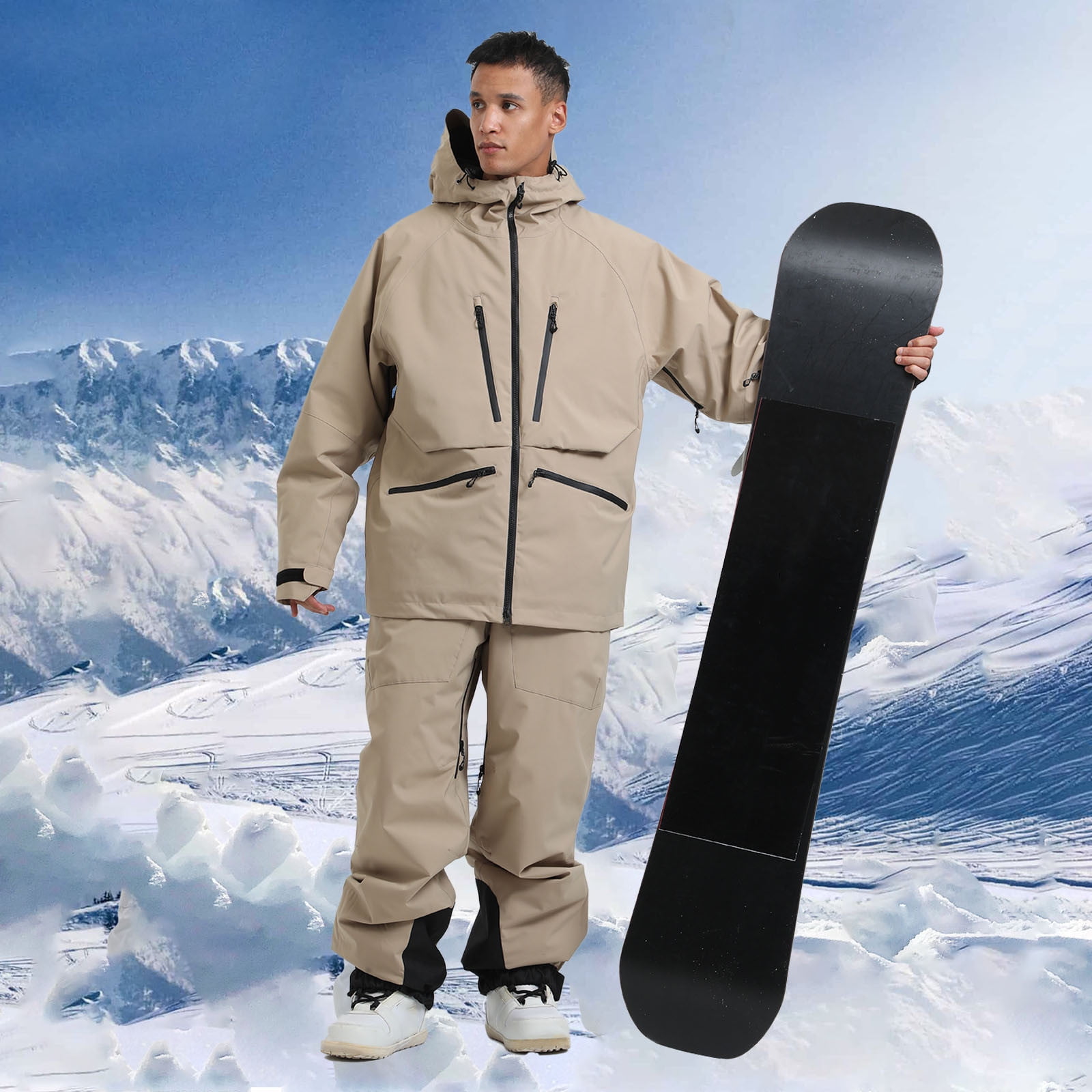Men's Snowboard Jacket with Snowpants Unisex Two Piece Waterproof Ski ...