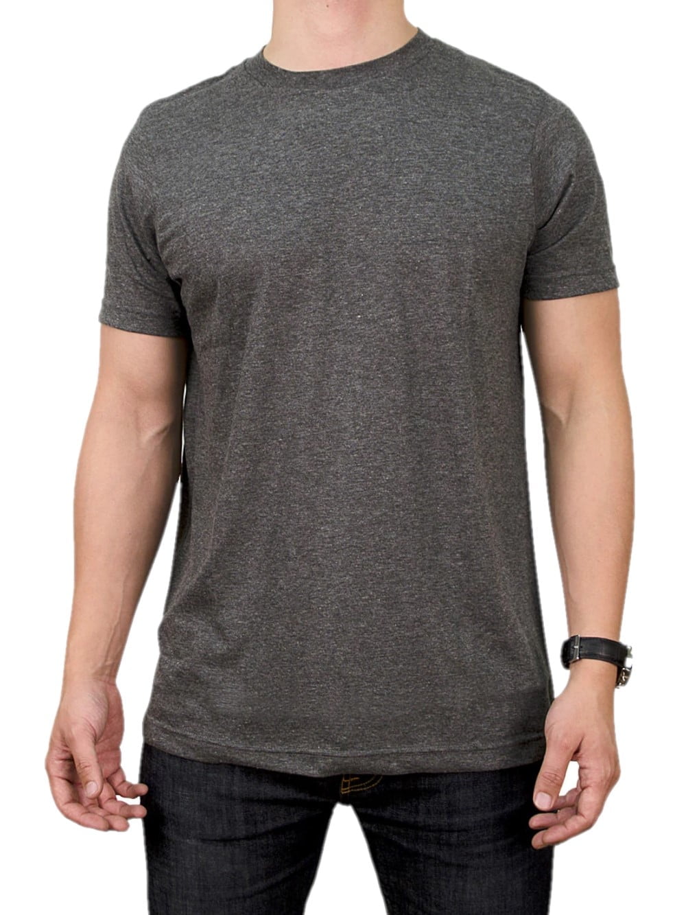 Men's Soft Cotton Light Weight Crew Neck Short Sleeve T-Shirt, Charcoal ...