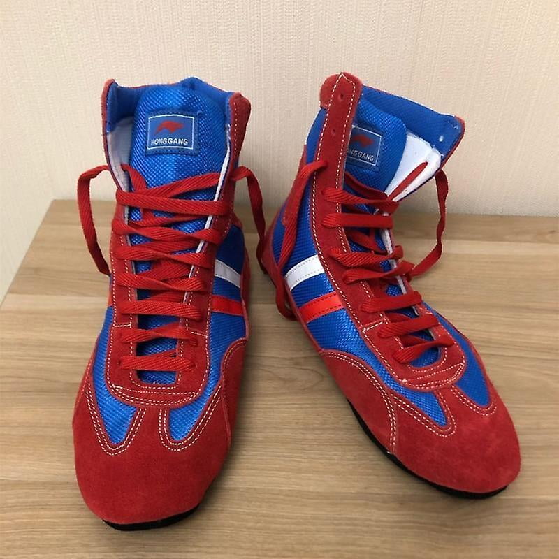 Men's Soft Leather Wrestling Shoes, Breathable - Boxing Fighting ...