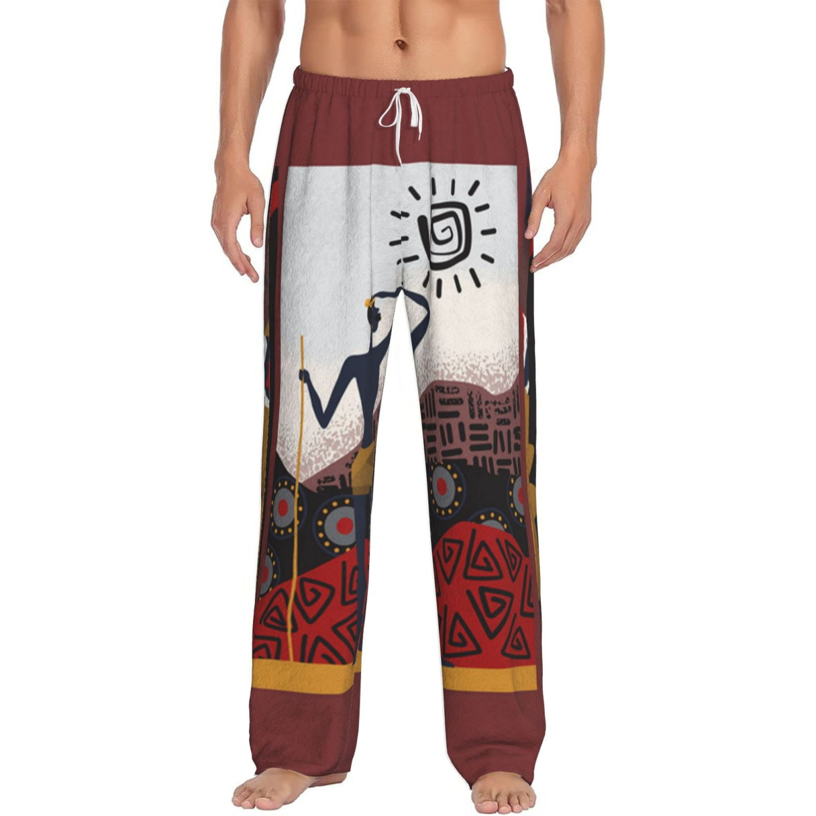 Men's Soft Pajama Pants Comfy Long Flannel Sleep Lounge, African Tribe ...