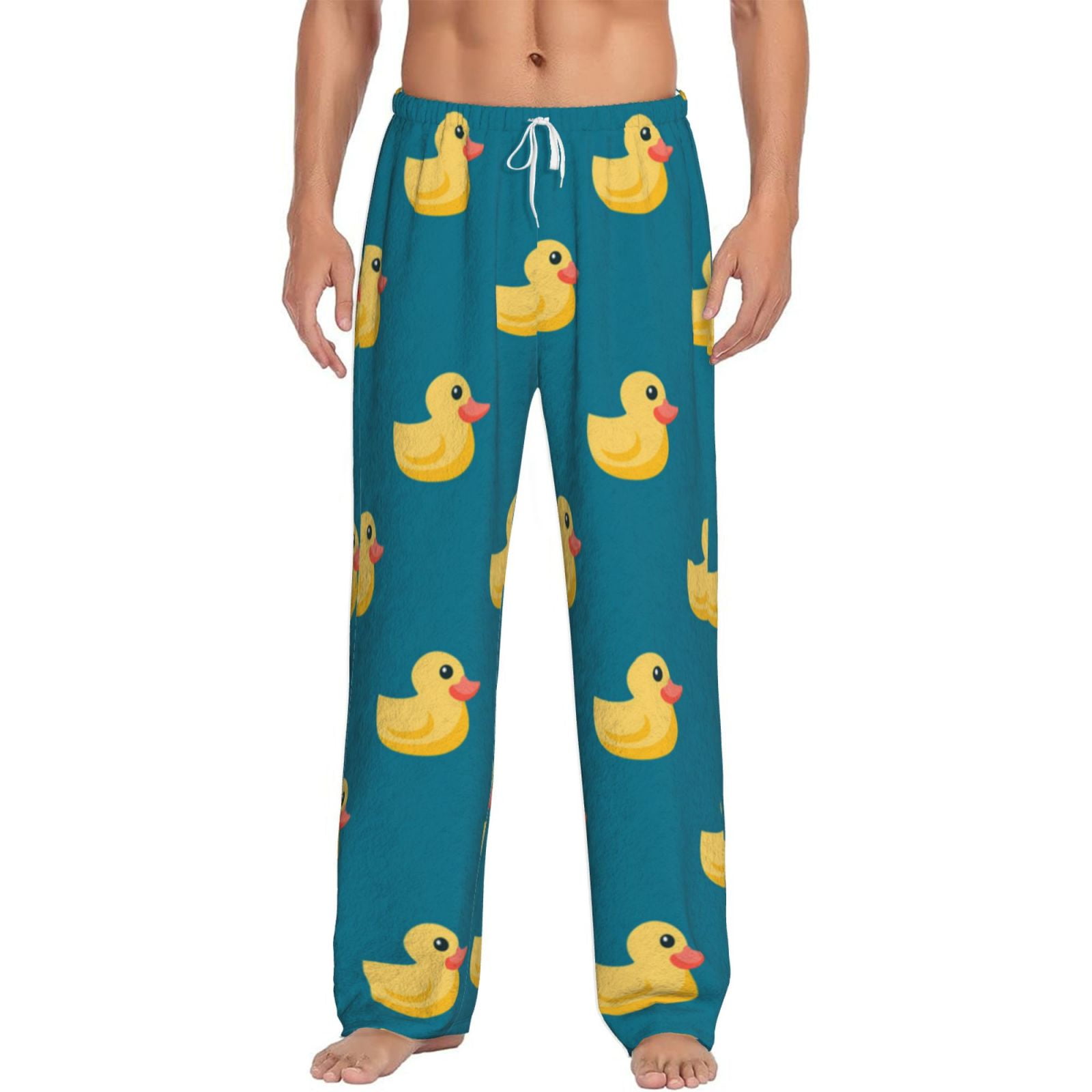 Men's Soft Pajama Pants Comfy Long Flannel Sleep Lounge, Yellow Duck ...