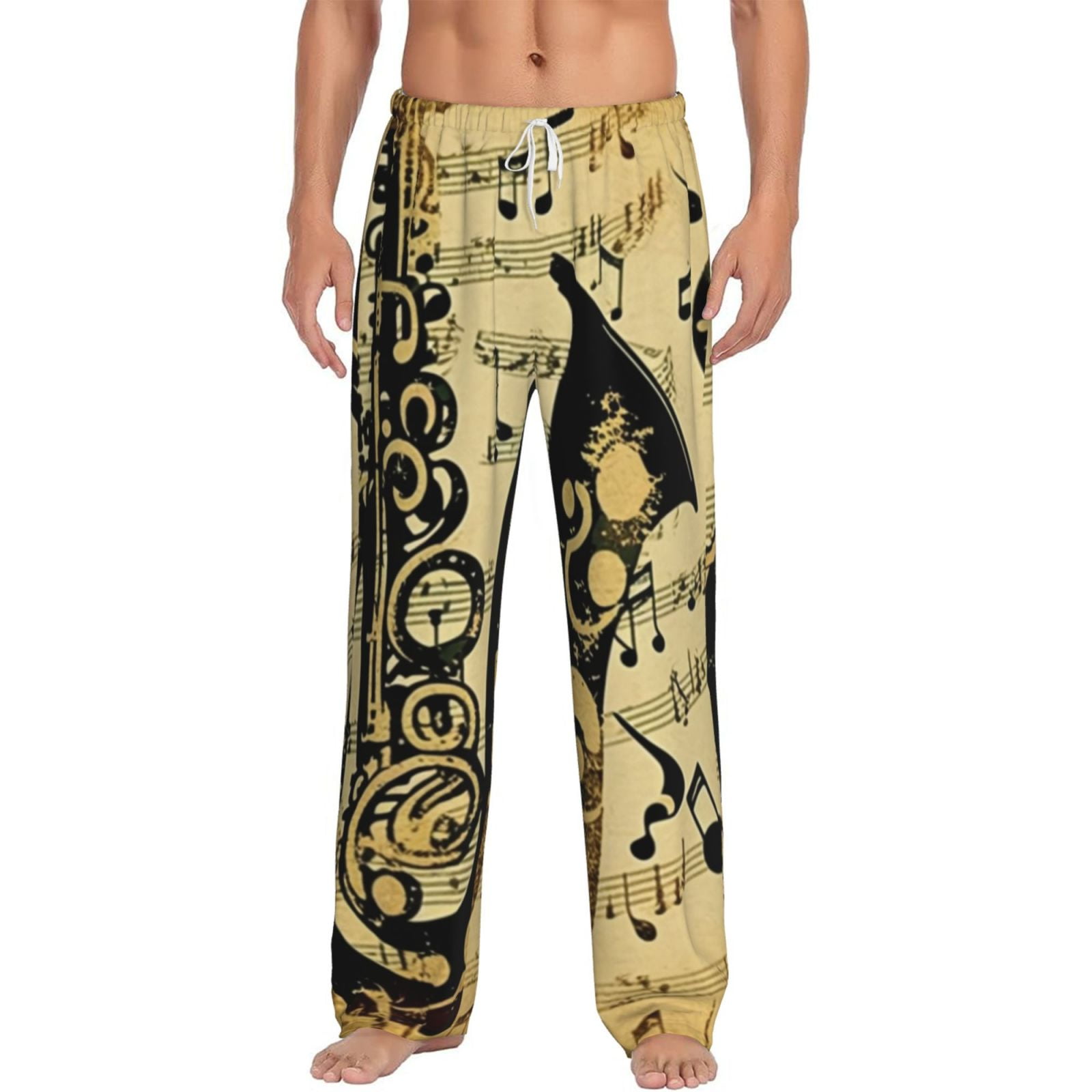 Men's Soft Pajama Pants Comfy Long Sleep Lounge Pockets, Music Notes ...