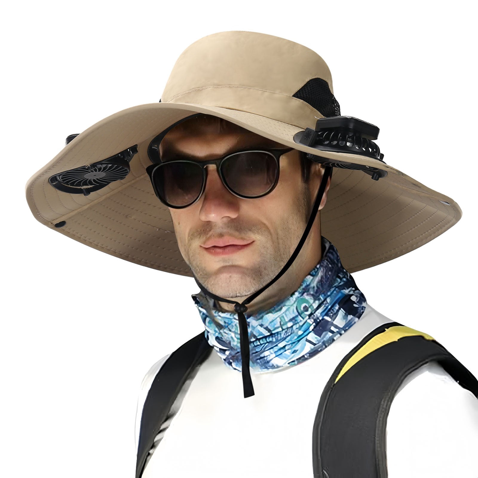 Men's Solar Fan Hat - Wide Brim Cooling Hat with USB Charging & UPF 50 ...