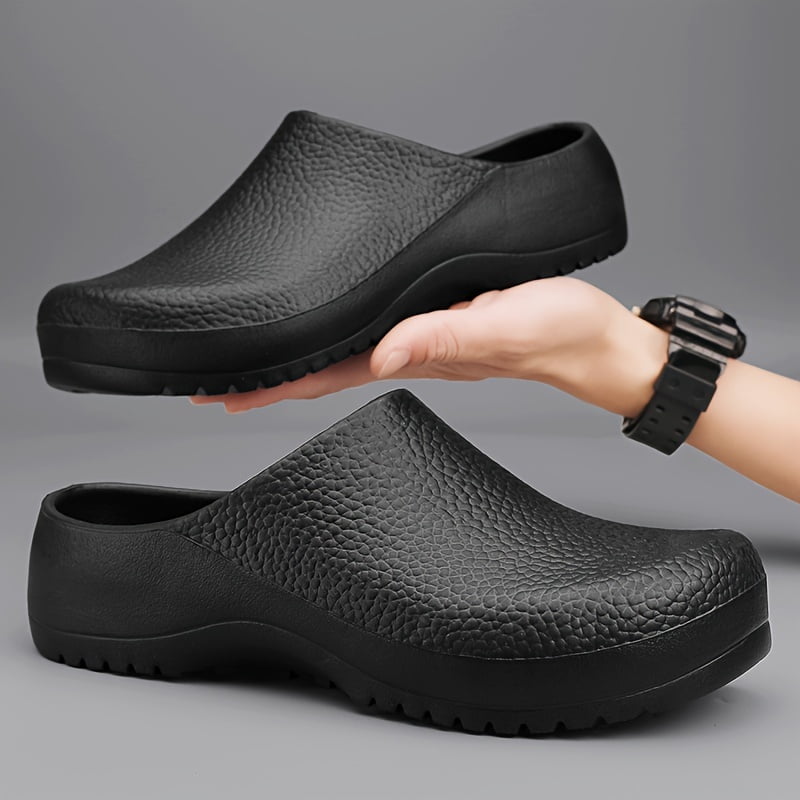 Men's Solid Clogs, Oil Proof Non-slip Slip On Shoes, Chef Shoes Kitchen ...
