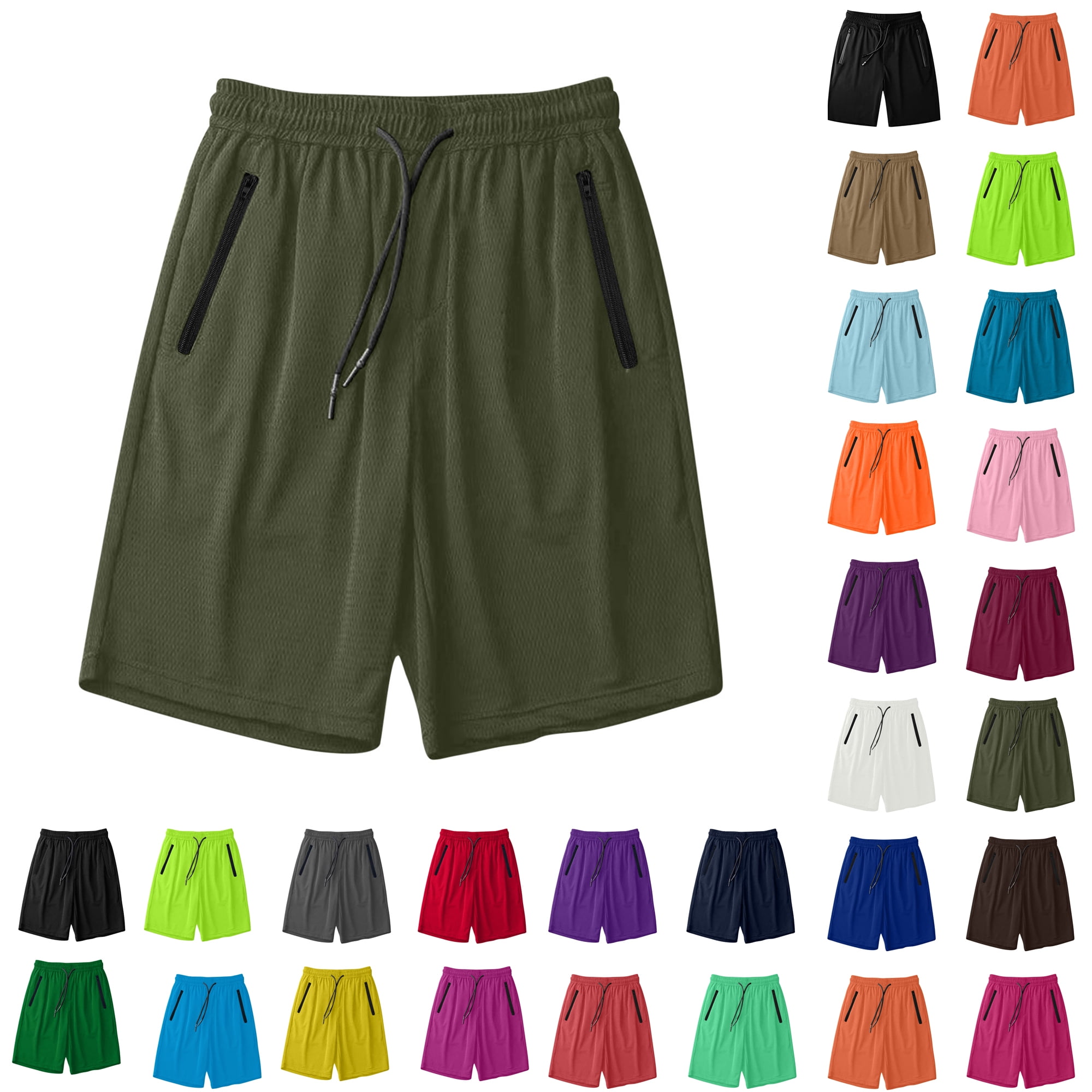 Men's Solid Color 2 Pocket Summer Ice Silk Drying Running Shorts with ...