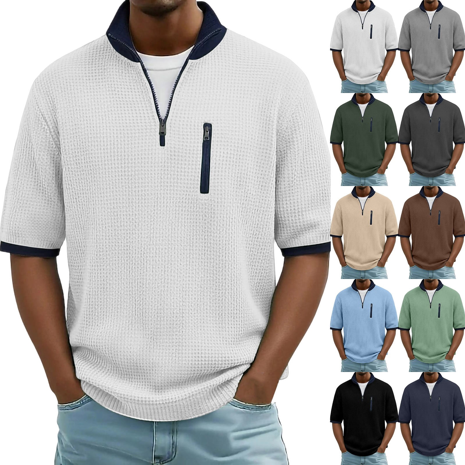 Men's Solid Color Basic Casual Short Sleeve Crewneck T-Shirt Top Tee ...