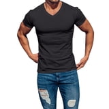 Men's Solid Color V-Neck Moisture Wicking Quick Dry Athletic Short ...
