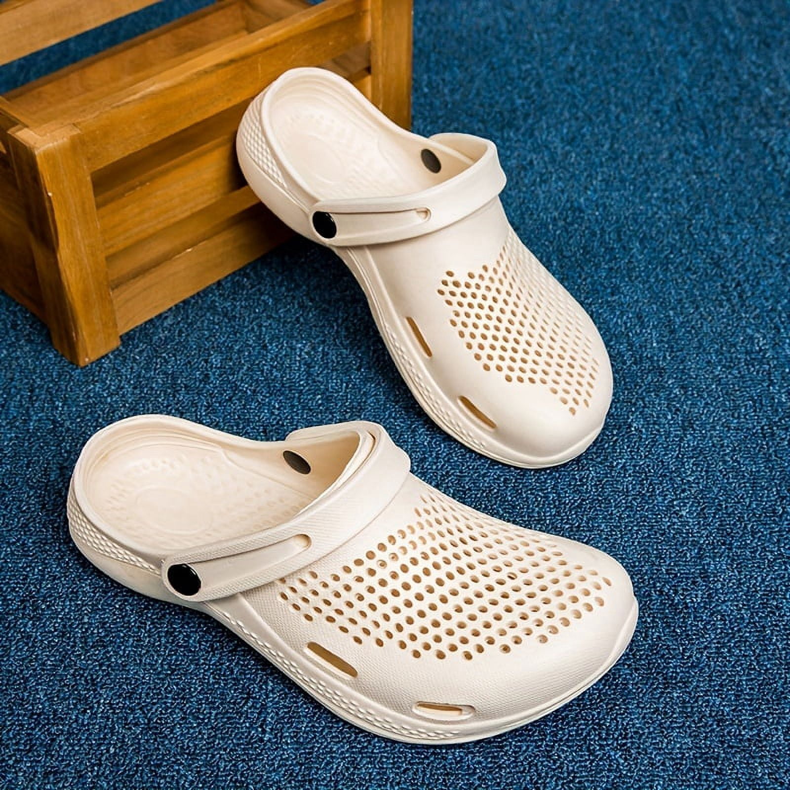 Men's Solid Colour Comfy Non Slip Out Clogs, Durable Soft Sole Chunky ...