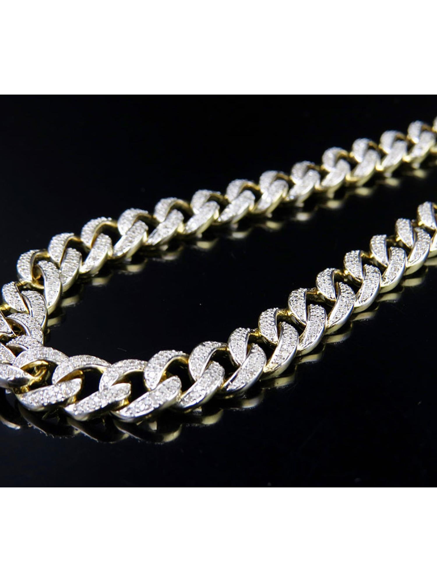 Men's Solid Miami Cuban Real Diamond Chain Necklace 6.6 ct 7MM 31 Inch ...