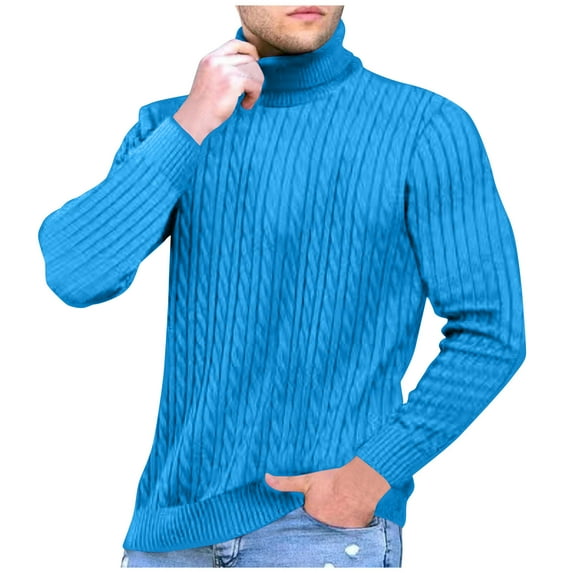 Men's Solid Turtleneck Sweater - Thermal Long Sleeve Knit, Slim Fit ...